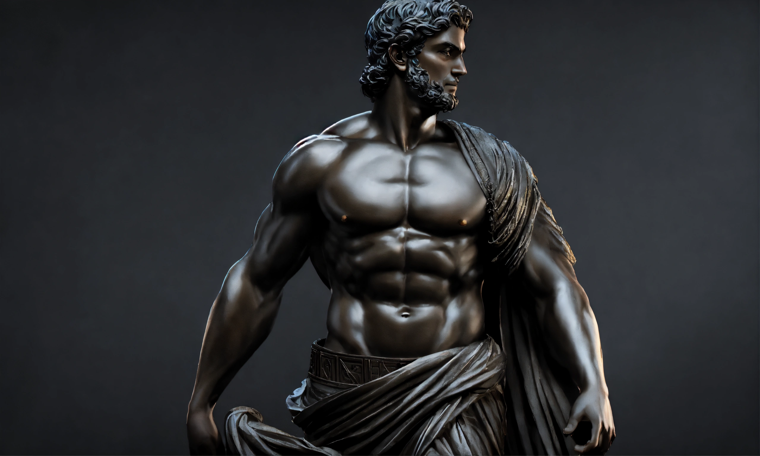 Lexica - Black Roman statue, muscular, dark, ancient Greek background ...