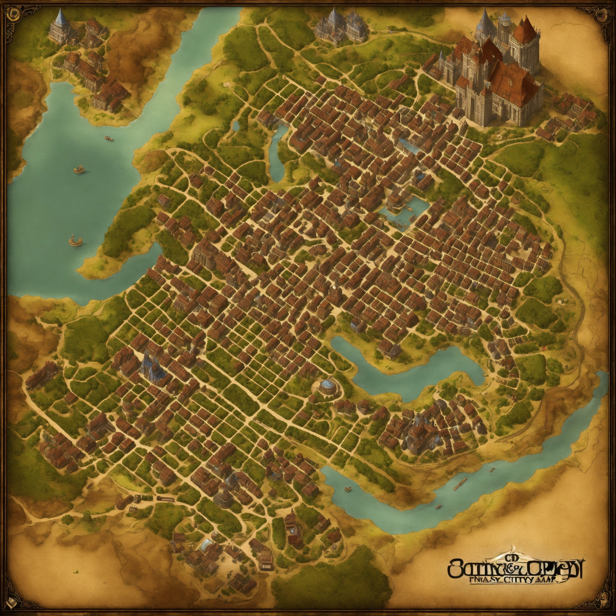 Lexica - Dnd city map. D&D, fantasy, cinematic, mapview