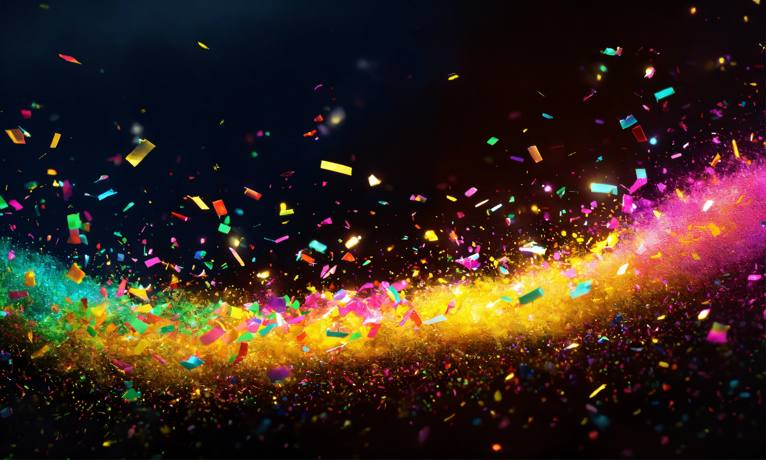 Lexica - A vibrant neon glitter explosion with floating confetti on a ...