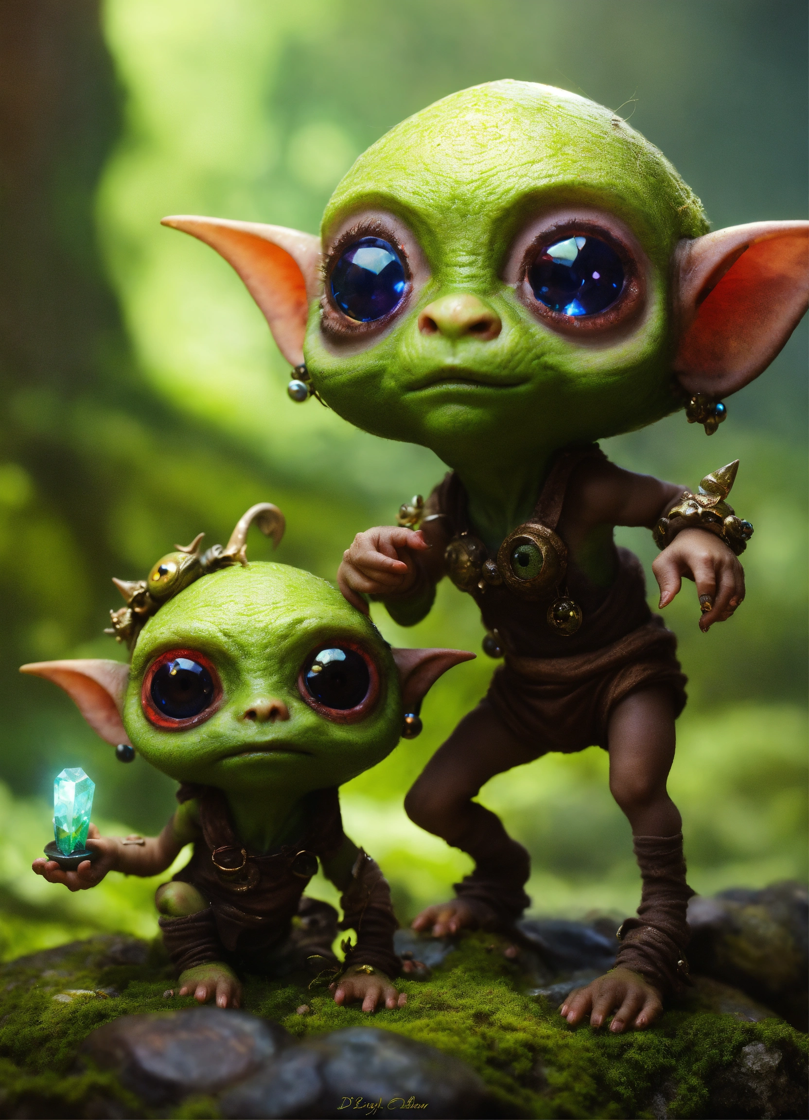 Lexica - Cute goblin infants, dnds, with gem stone eye balls, enchanted ...