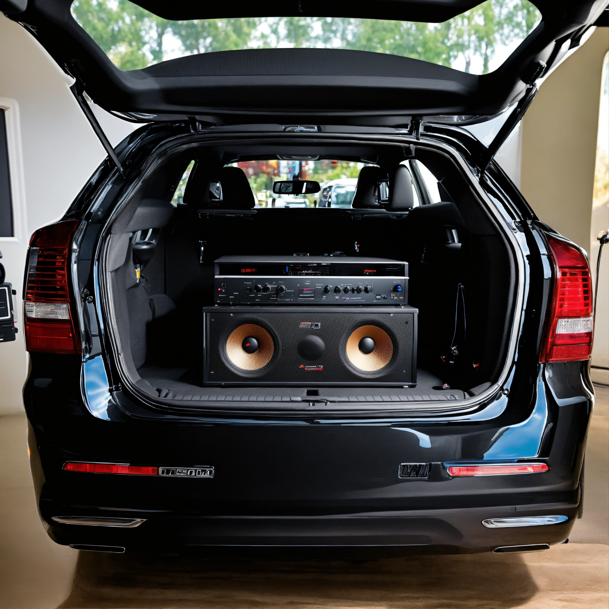 Lexica - A photo of a professional car audio installation. The car is a ...