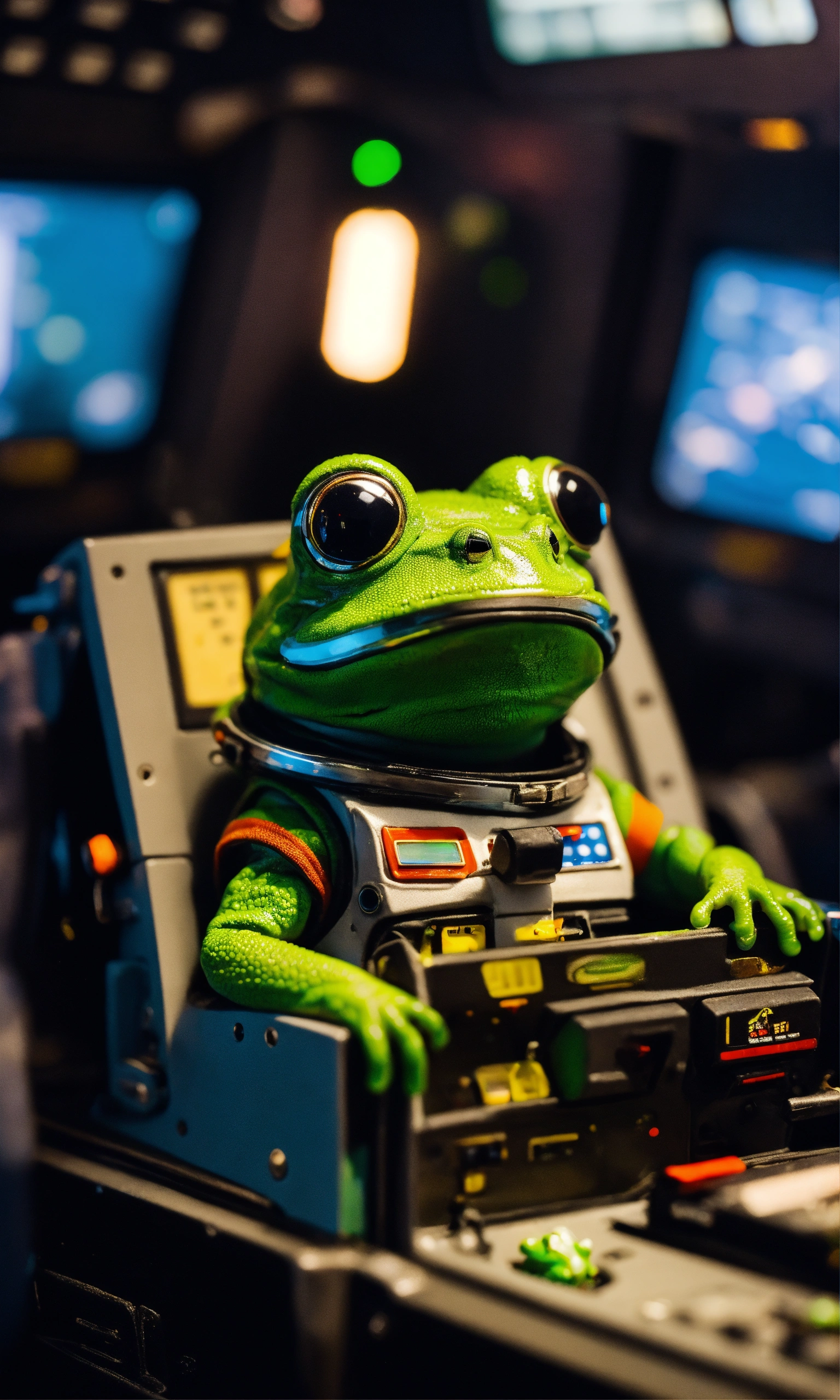 Lexica - A cute and tiny frog commander inside the Space Shuttle's ...