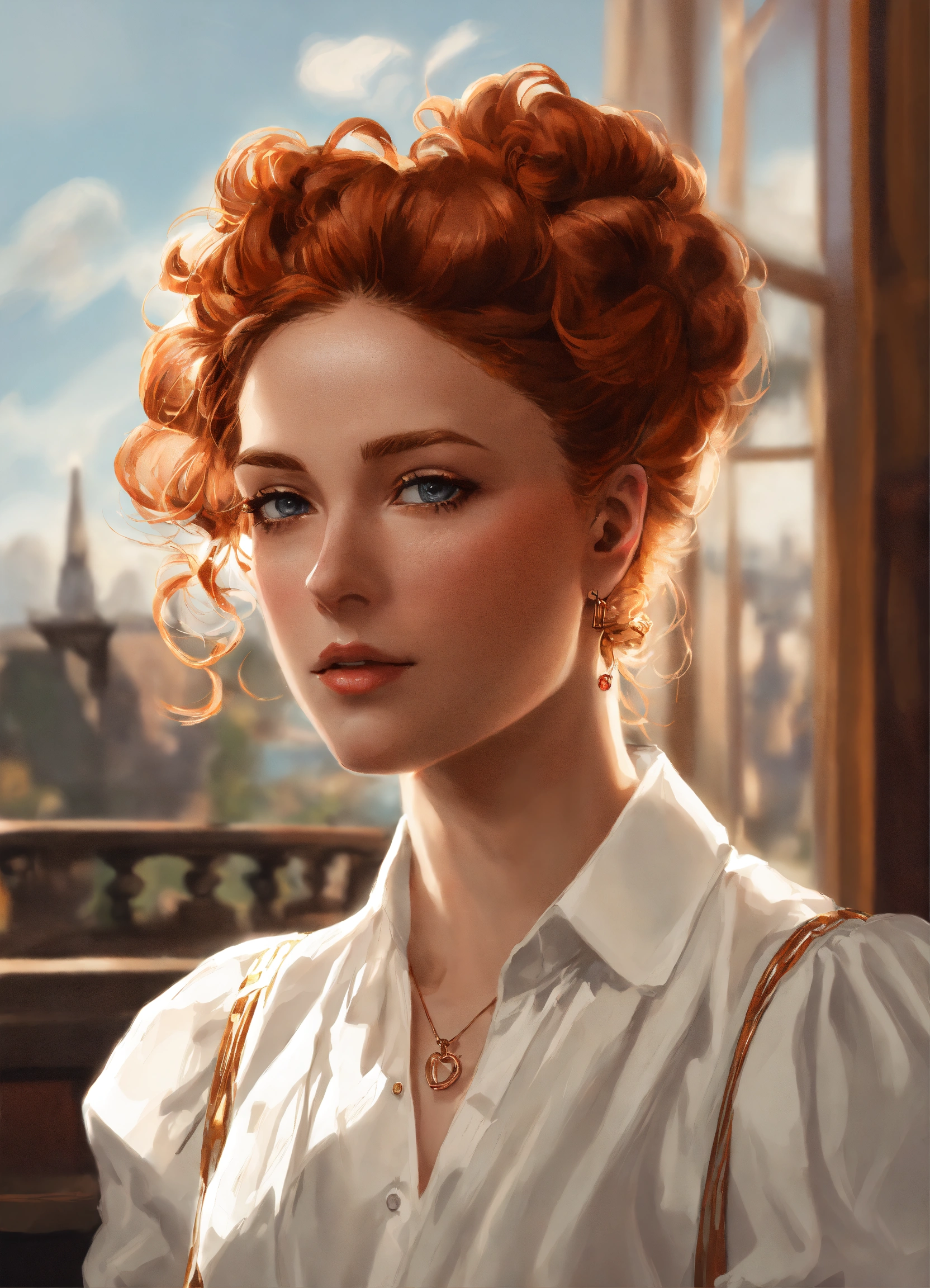 Lexica - Digital art portrait of a snobby British woman with copper ...