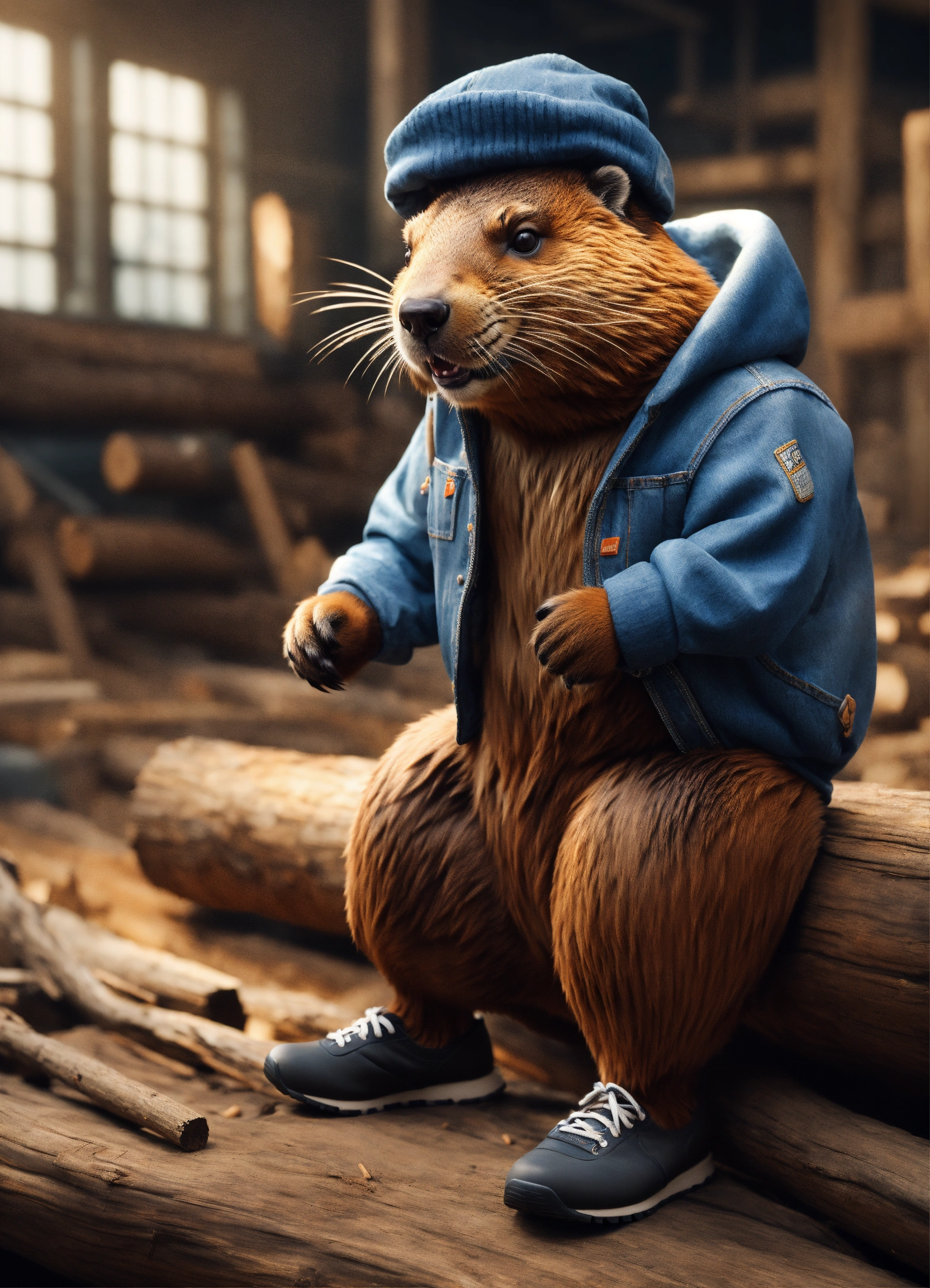 Lexica - Extremely realistic beaver. In a sweatshirt with long sleeves ...