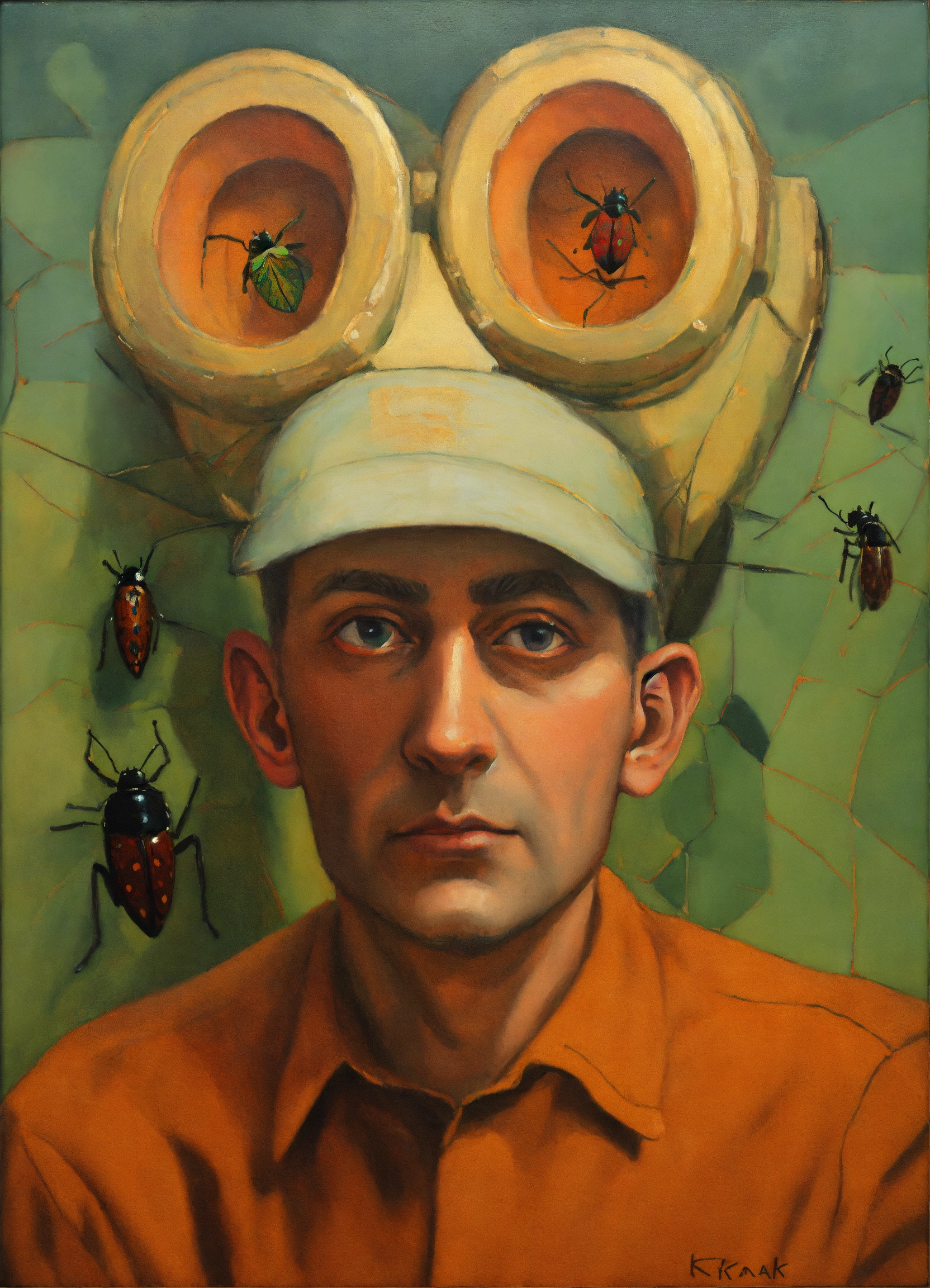 Lexica - Frank kafka, a man turned into a bug, oil painting