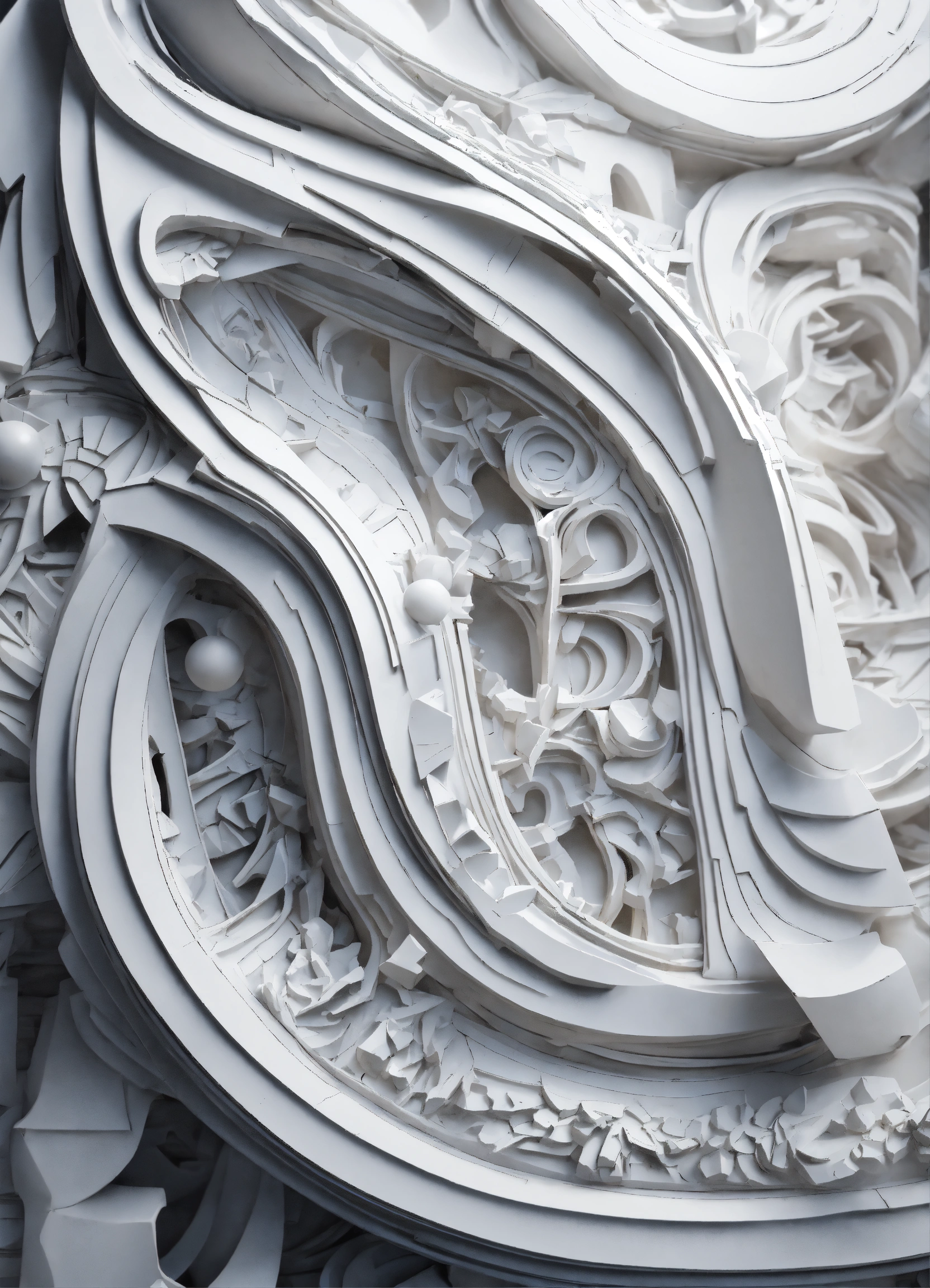 Lexica - Formalist sculptures made of white plastic form futuristic bas ...