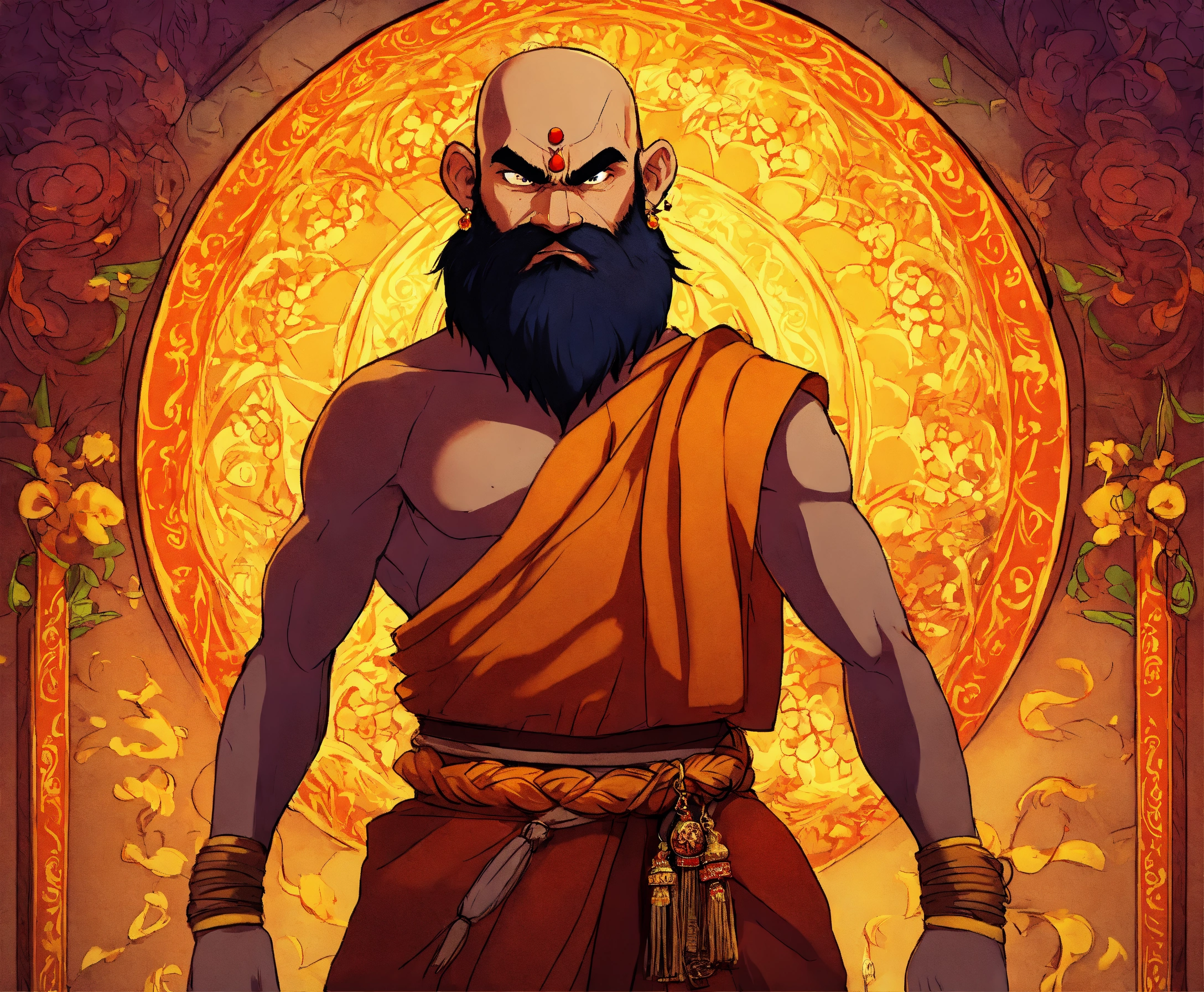 Lexica - An Indian fake monk, full beard, tangled long hair, angry ...