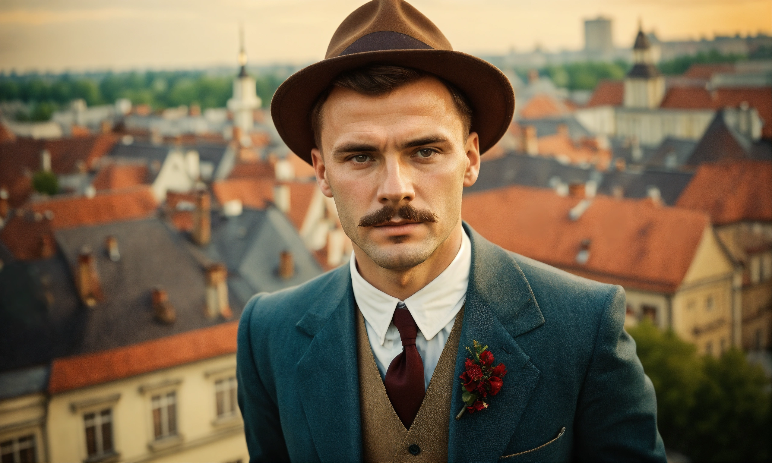 Lexica - Retro man, Retro warszawa 1920-1930, man, on top on the roof ...