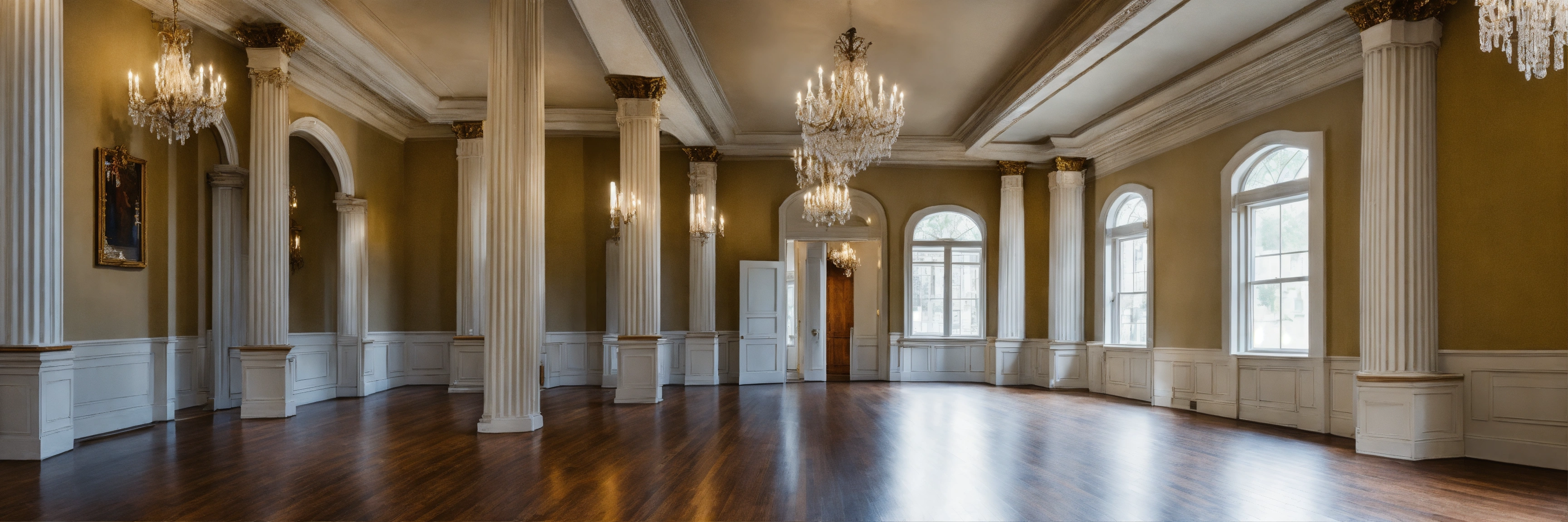 Lexica - White columns gray walls dance hall classicism