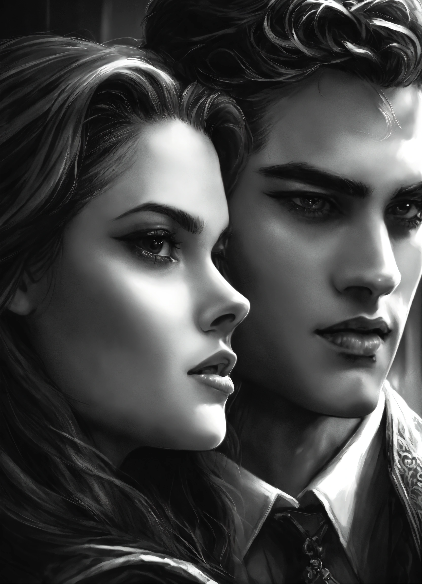 Lexica - Artgerm, blackandwhite, close up, Edward and Bella, vampire ...