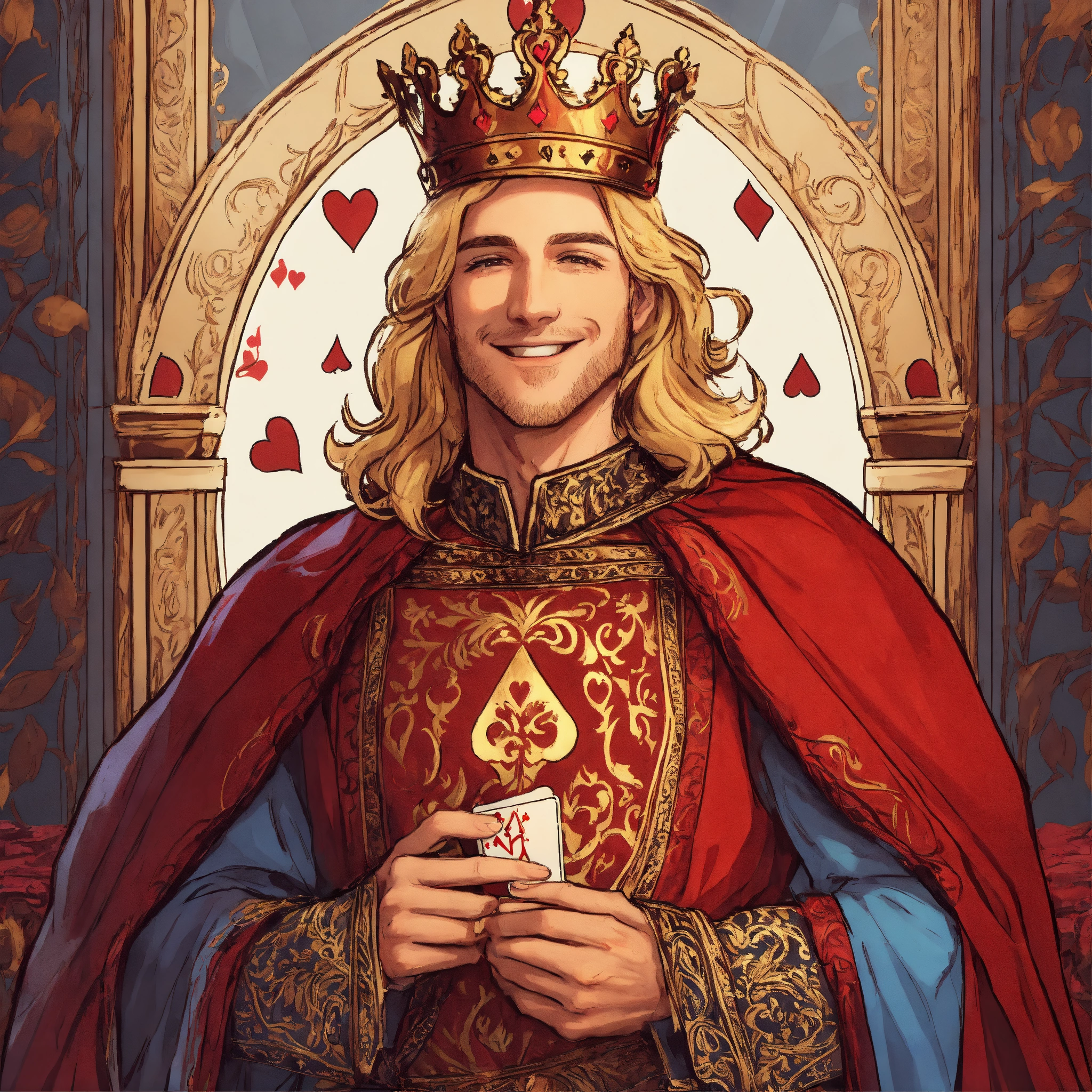 Lexica - Sketch of handsome smiling blonde king with a big fancy ...