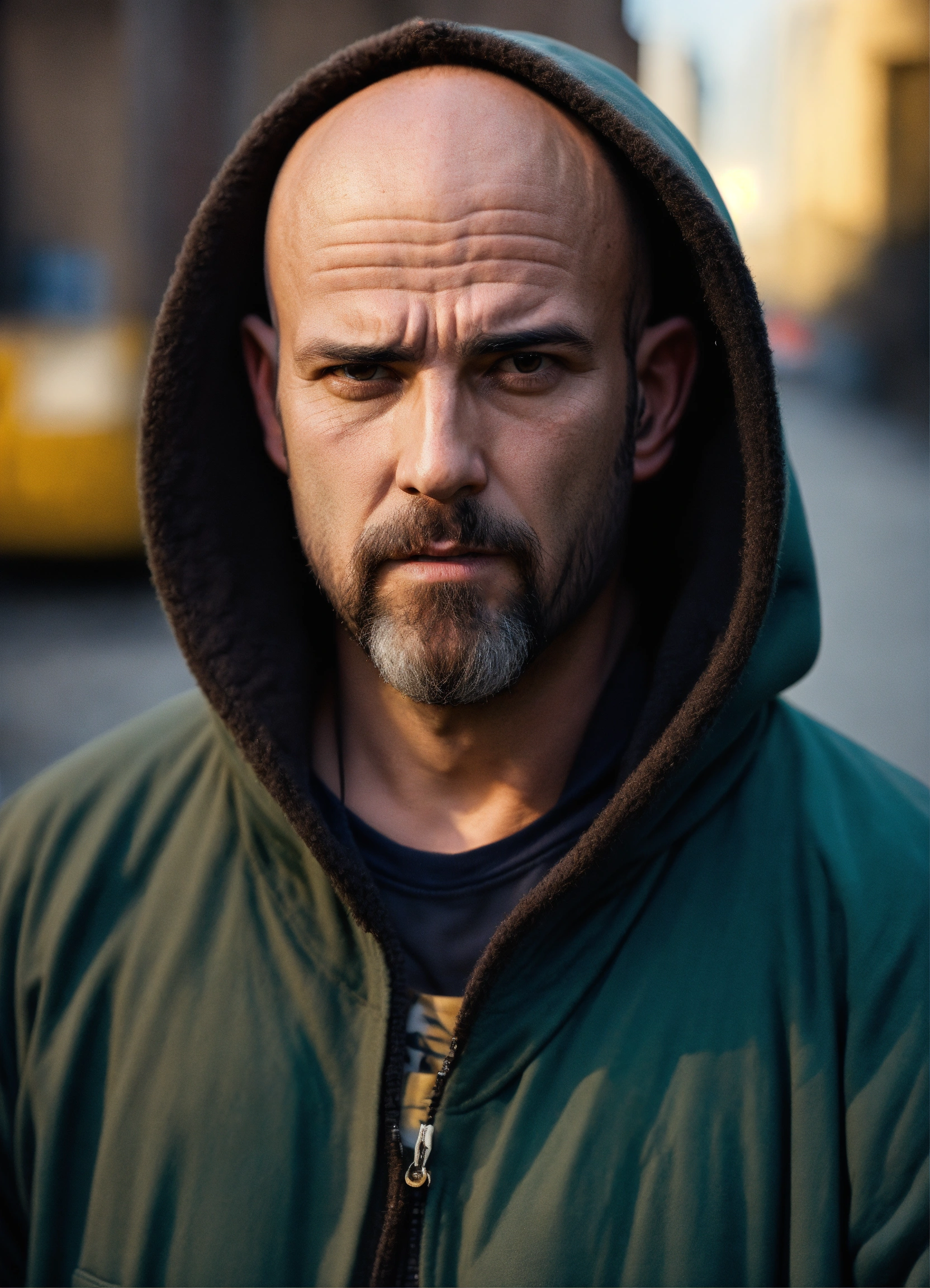 Lexica - A HUGE BALD HOMELESS MAN, EXTENDED PROTRUDING BROW FOREHEAD ...