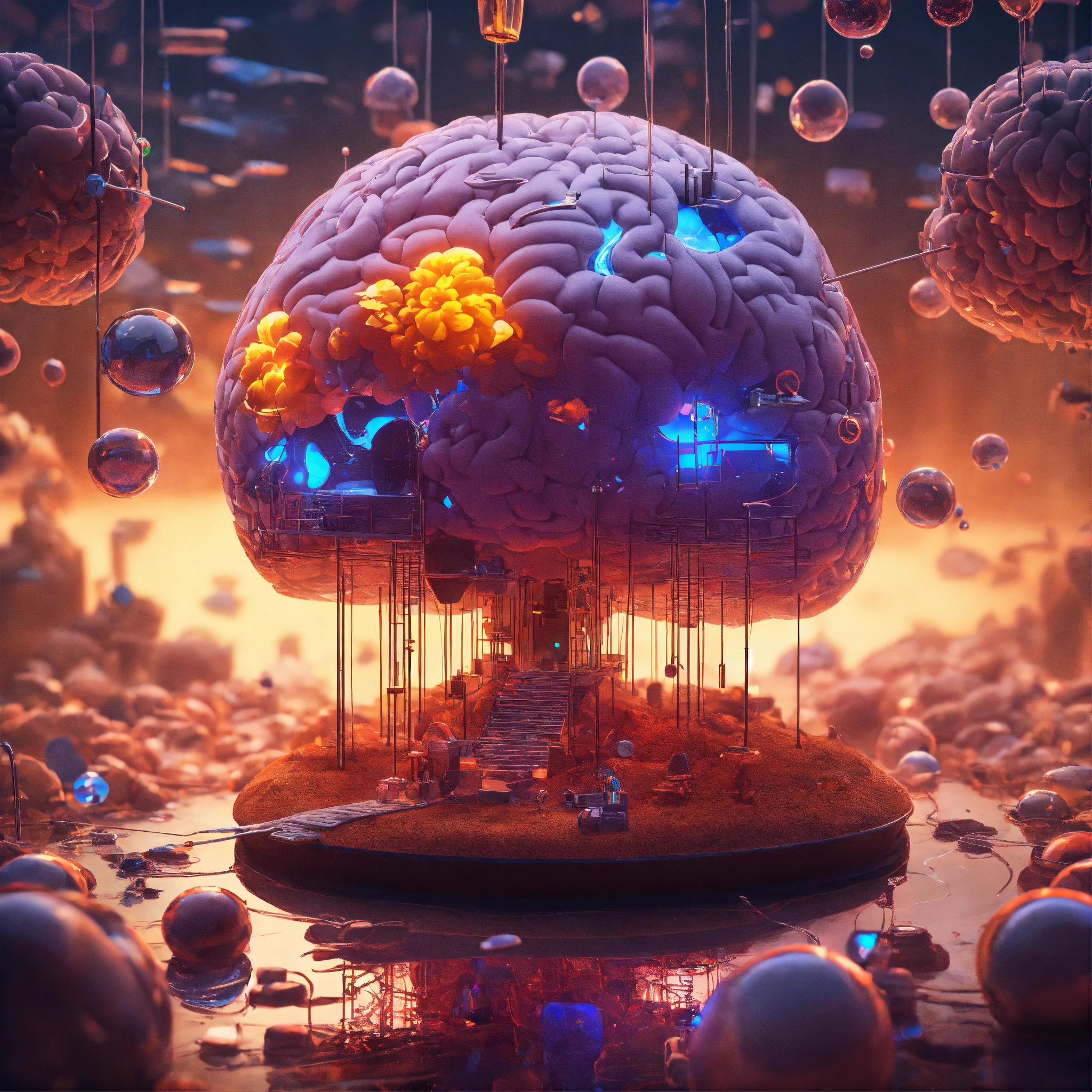 Lexica - Journey inside addicted brain, microscopic 3D art style, artstation trend style