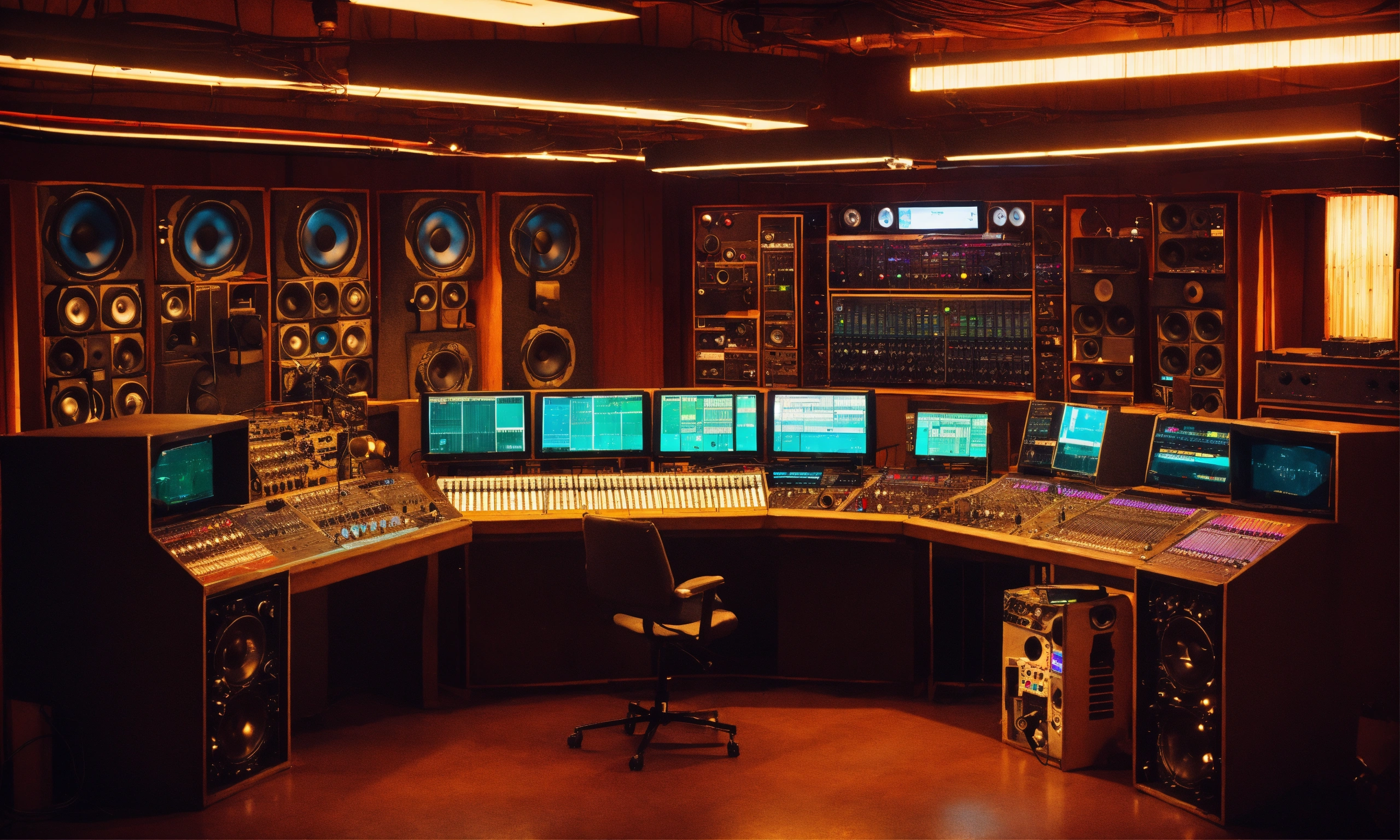 Lexica - 70s audio studio with noire blade runner detective office ...