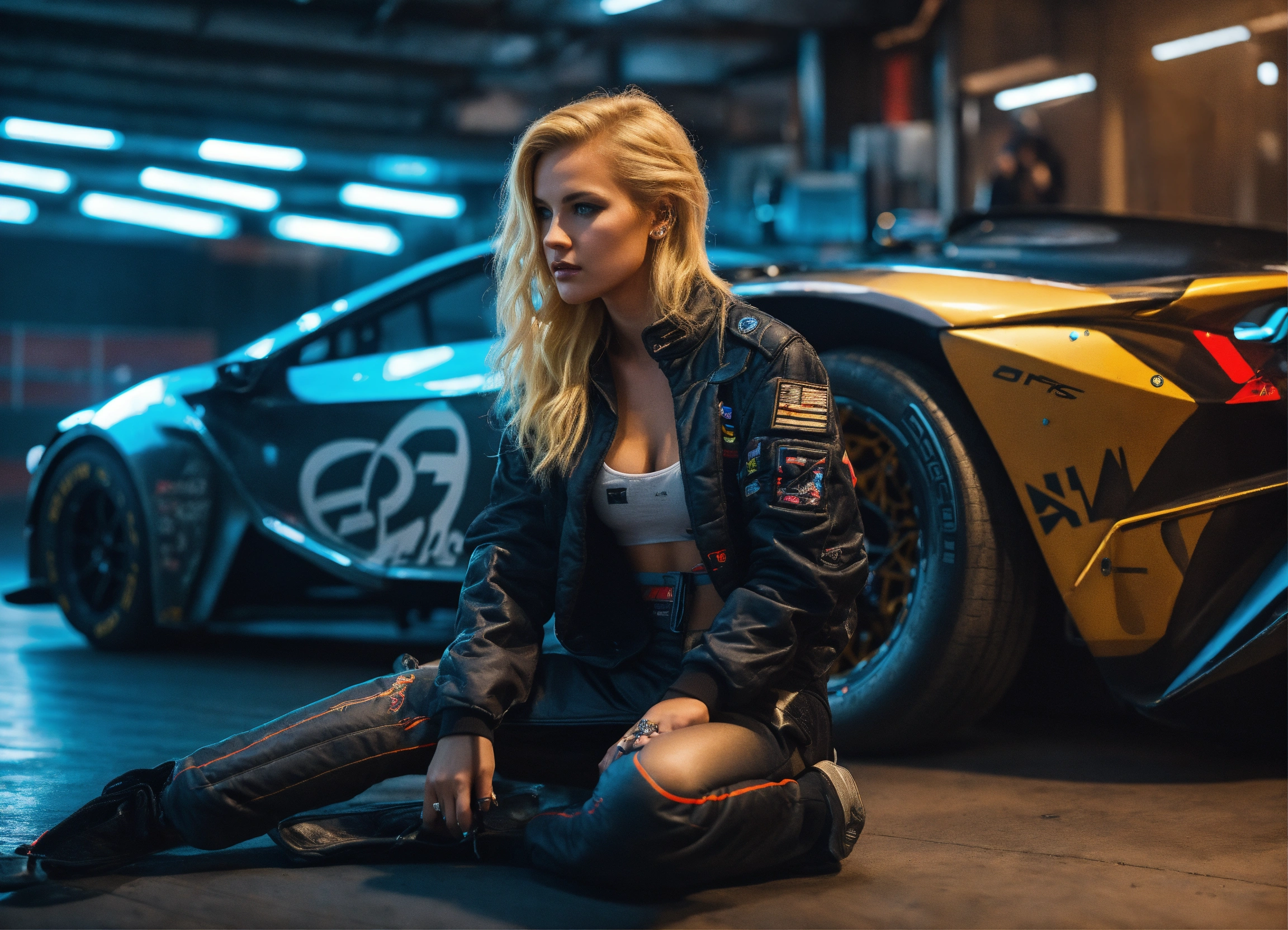 Lexica - Full body, top down view Photo of Cyberpunk blond Dream girl ...