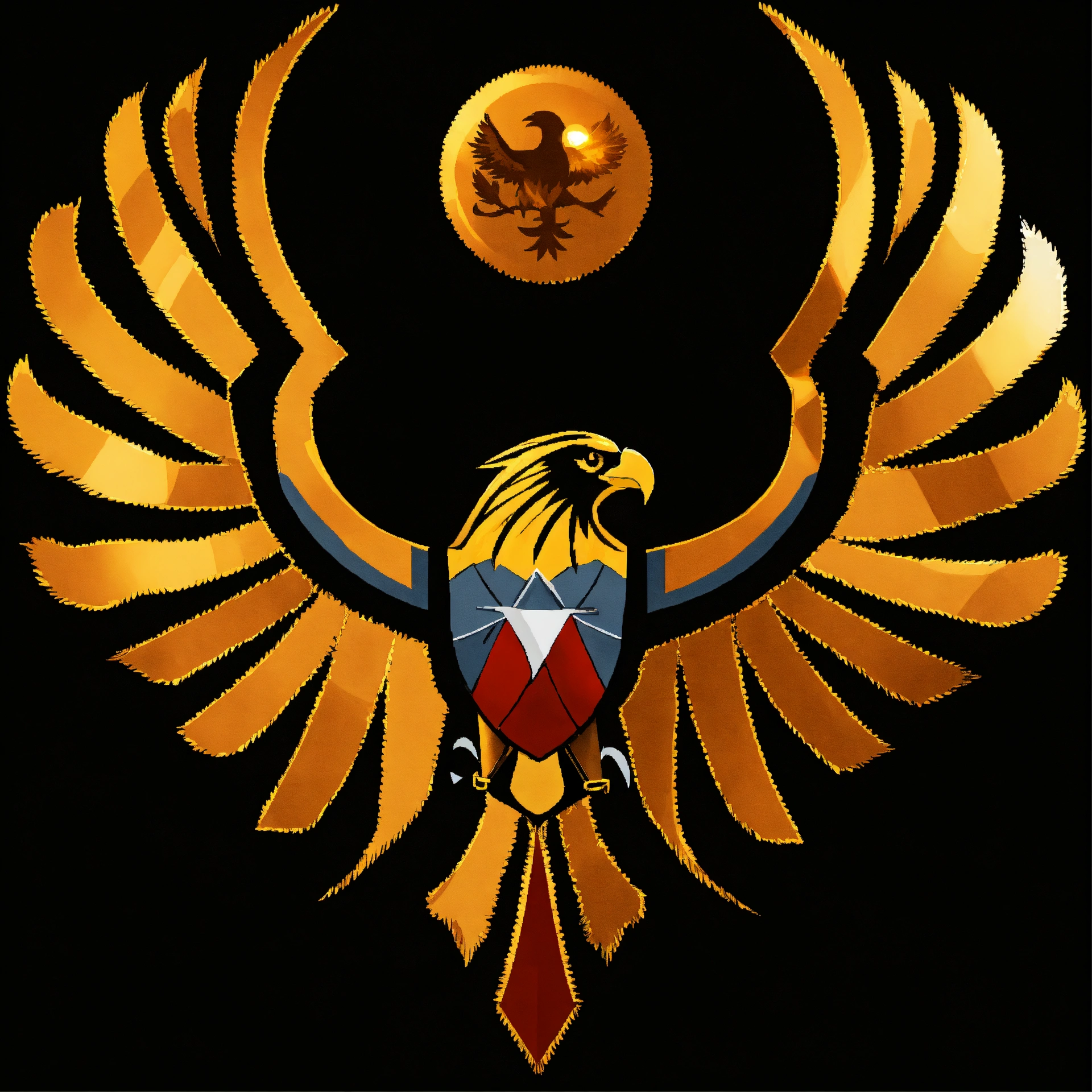 Lexica - Epic golden eagle crest simple 2D style