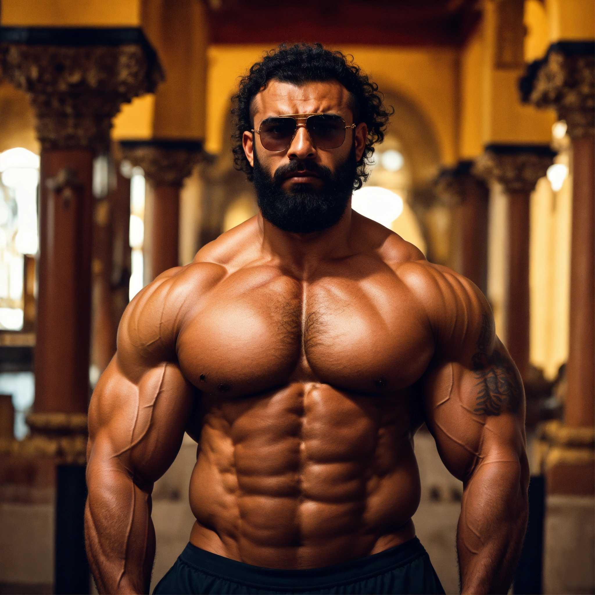 Lexica - 30-year-old hairy Libyan man with big muscles, big bodybuilder ...