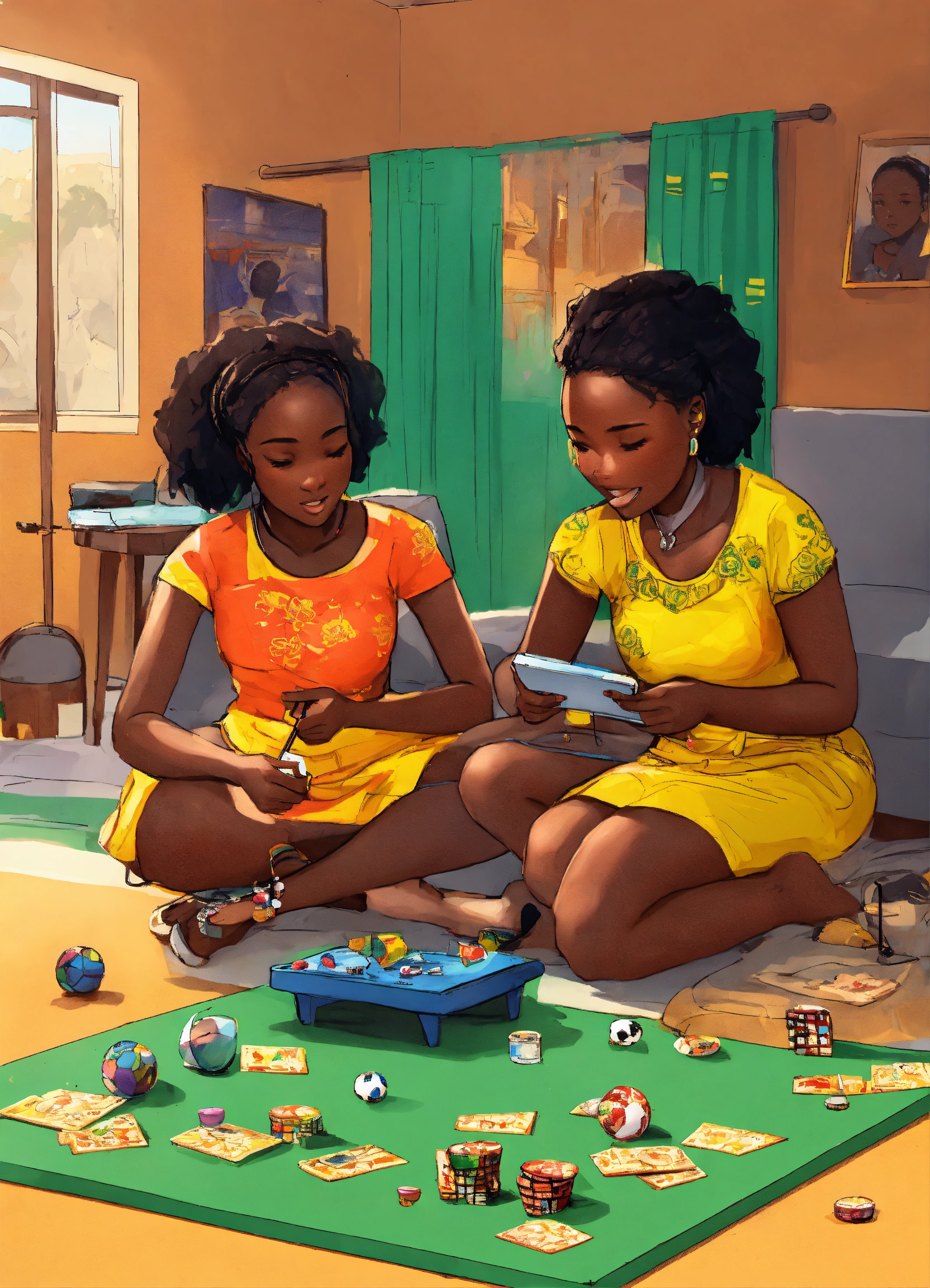 Lexica - Sketching of ghanaian girls playing game of ampe