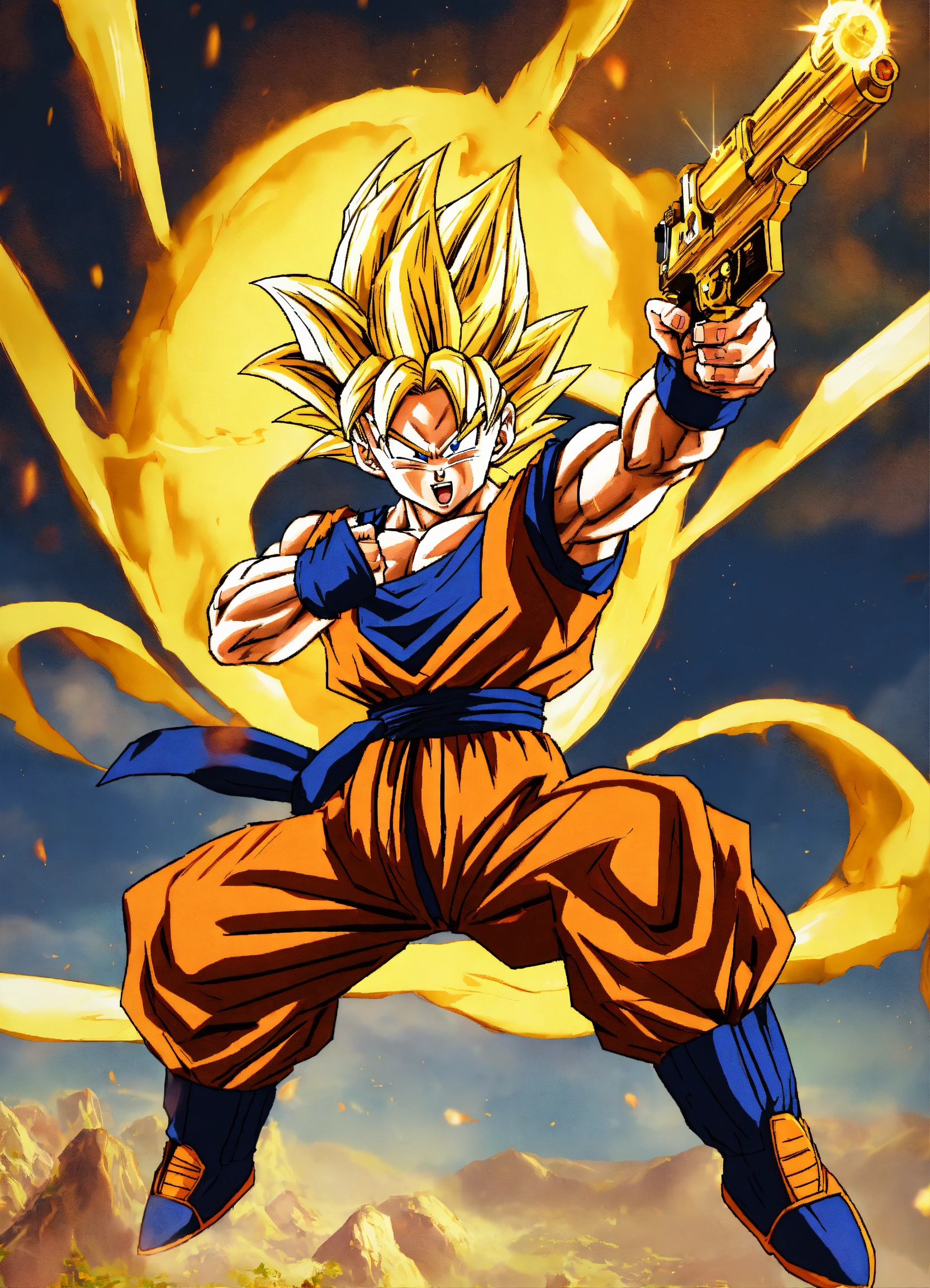 Lexica - Dragon ball z goku with a golden gun