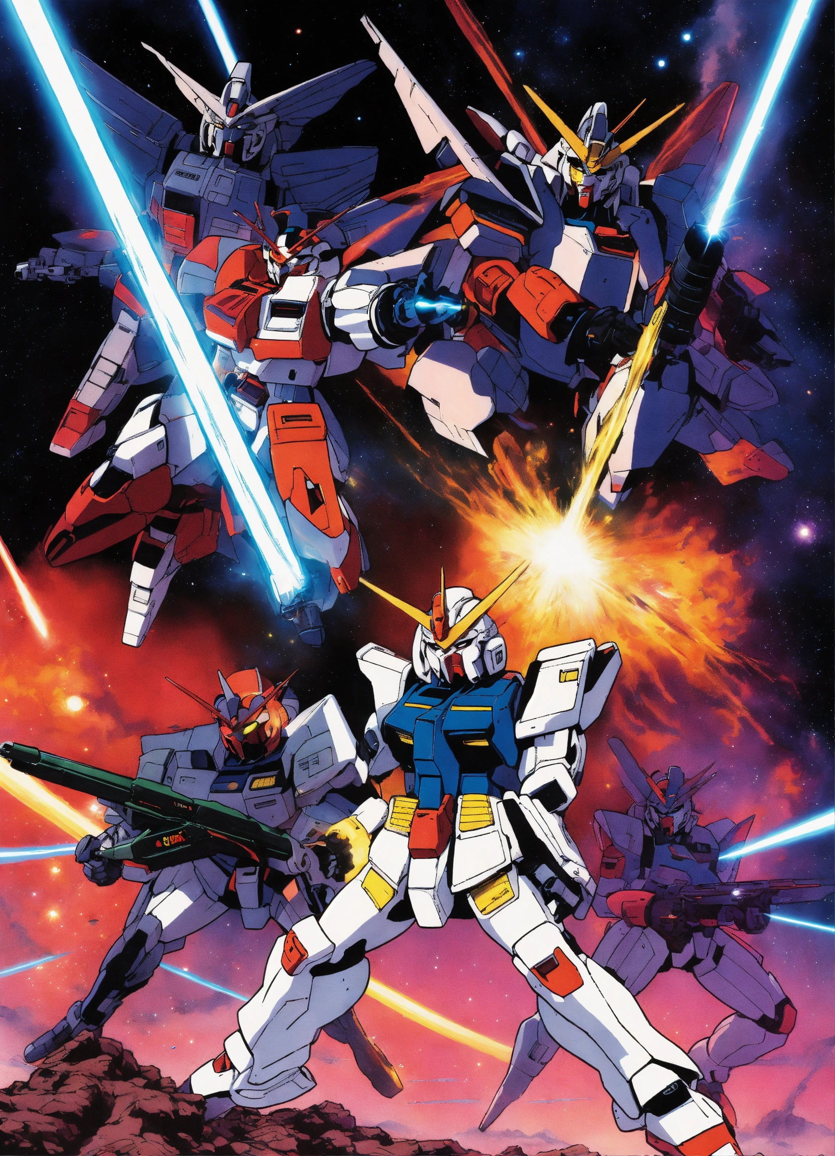 Lexica - 80s anime style black characters gundam pilots laser swords ...