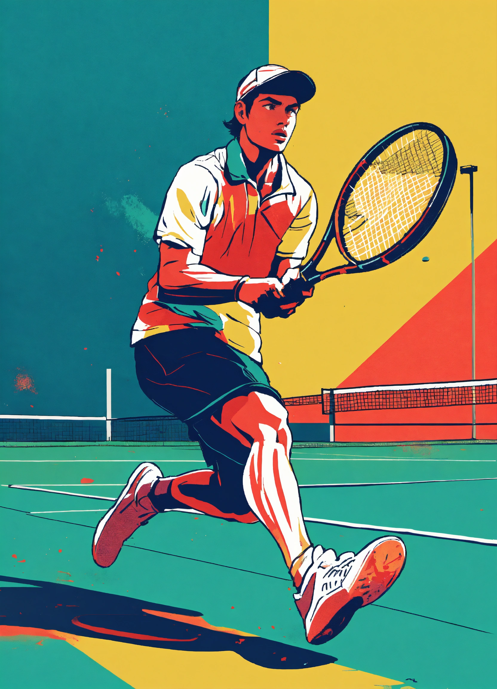 Lexica - Tennis player, in motion, holding a racket, on the tennis ...