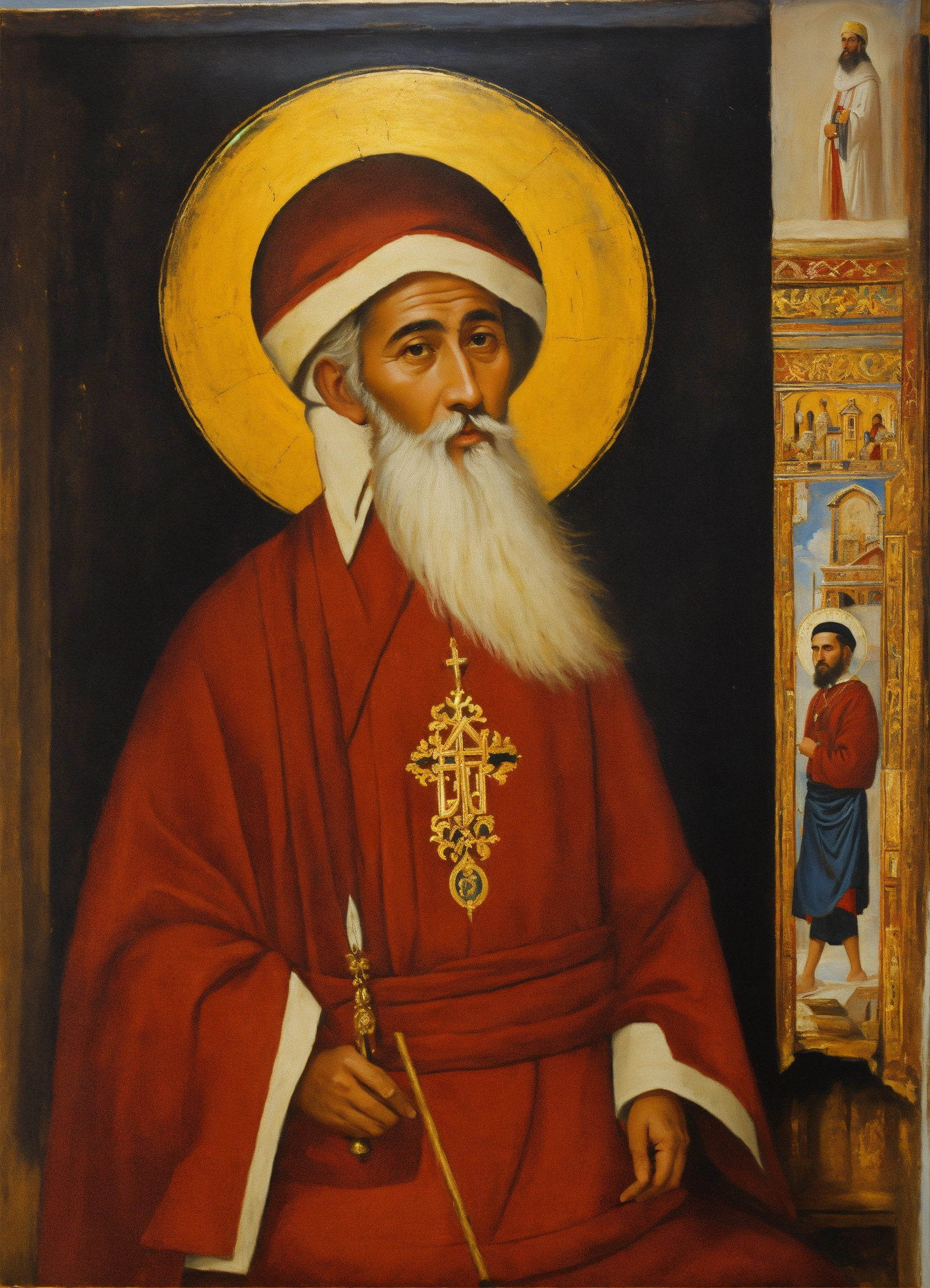 Lexica - Cretan school painting of a orthodox monk in Mount athos