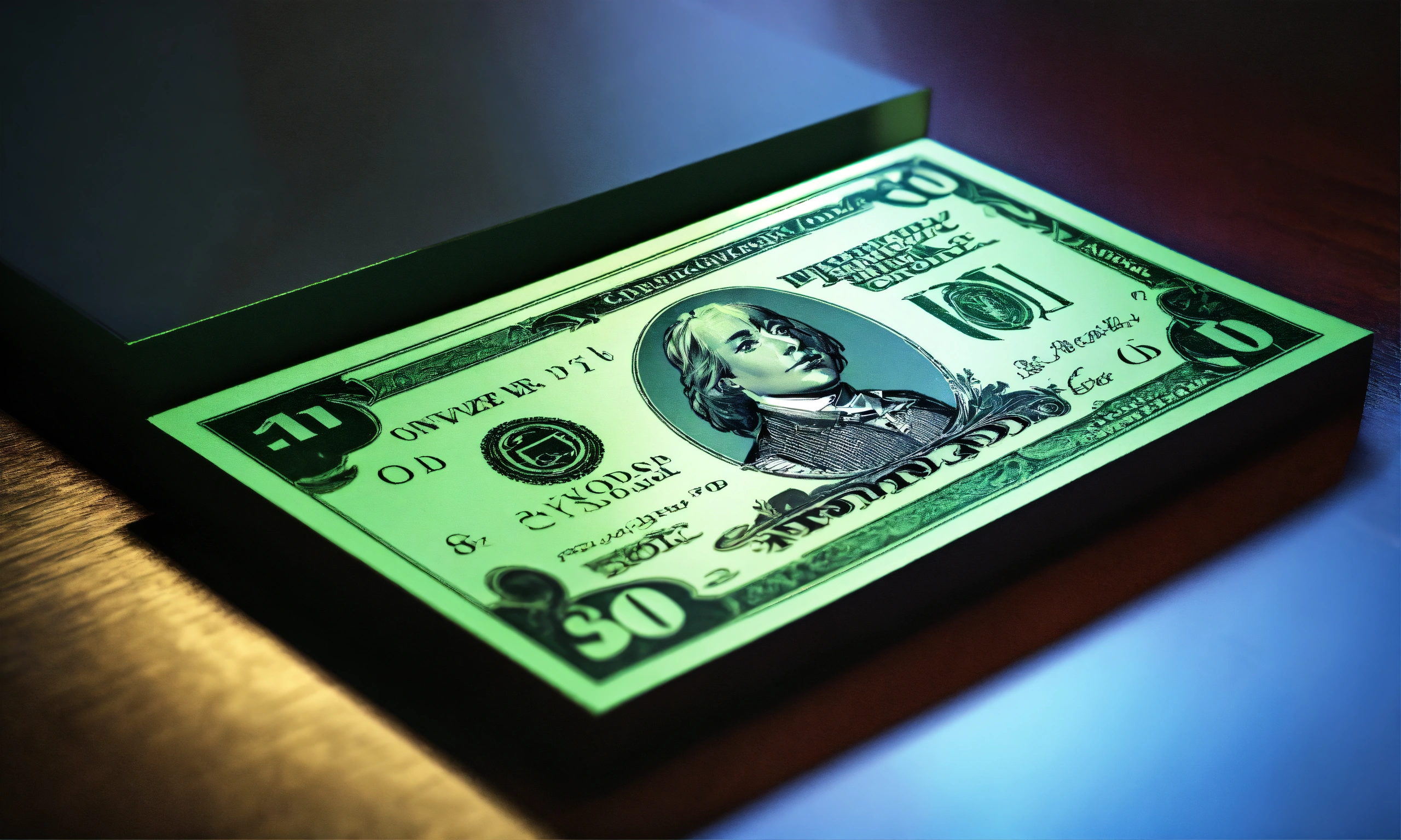 Lexica - Beautiful one money bill, 3D render, 8k, dark green theme