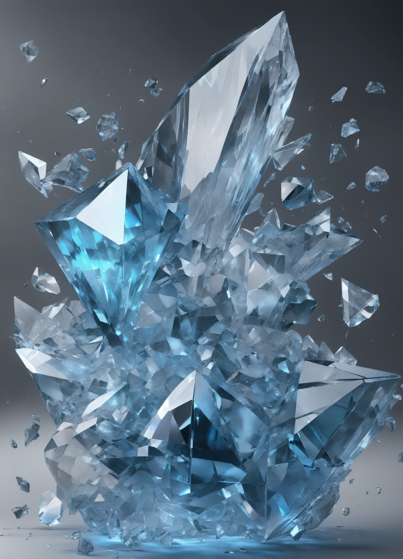 Lexica - Multiple separate shattered crystal pieces floating in the air ...