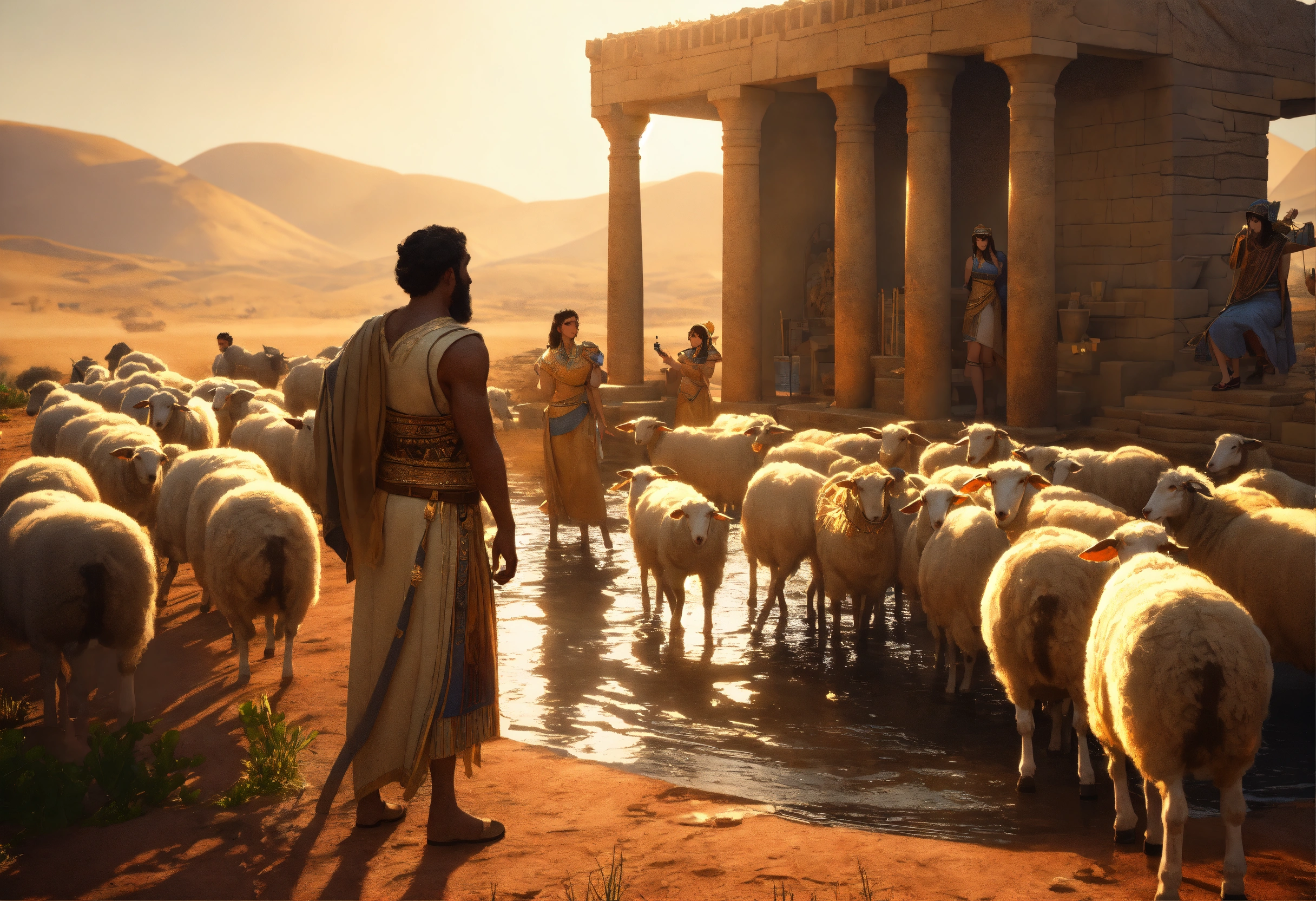 Lexica - Moses strong man helps jethro's daughters draw water from the ...