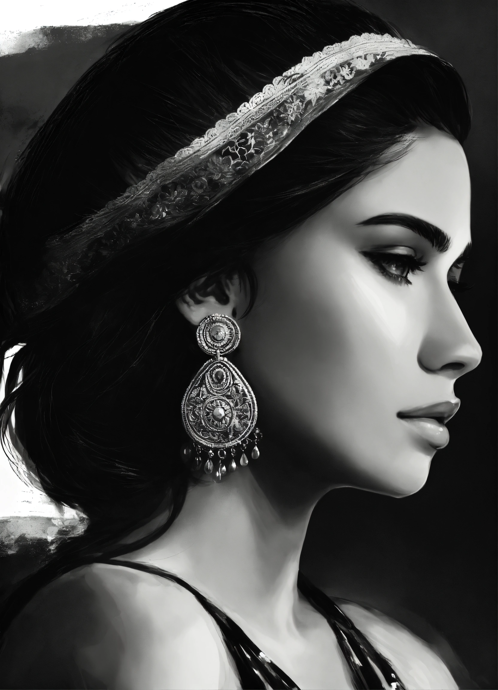 Lexica - Beautiful Hispanic woman face, side profile, high contrast ...