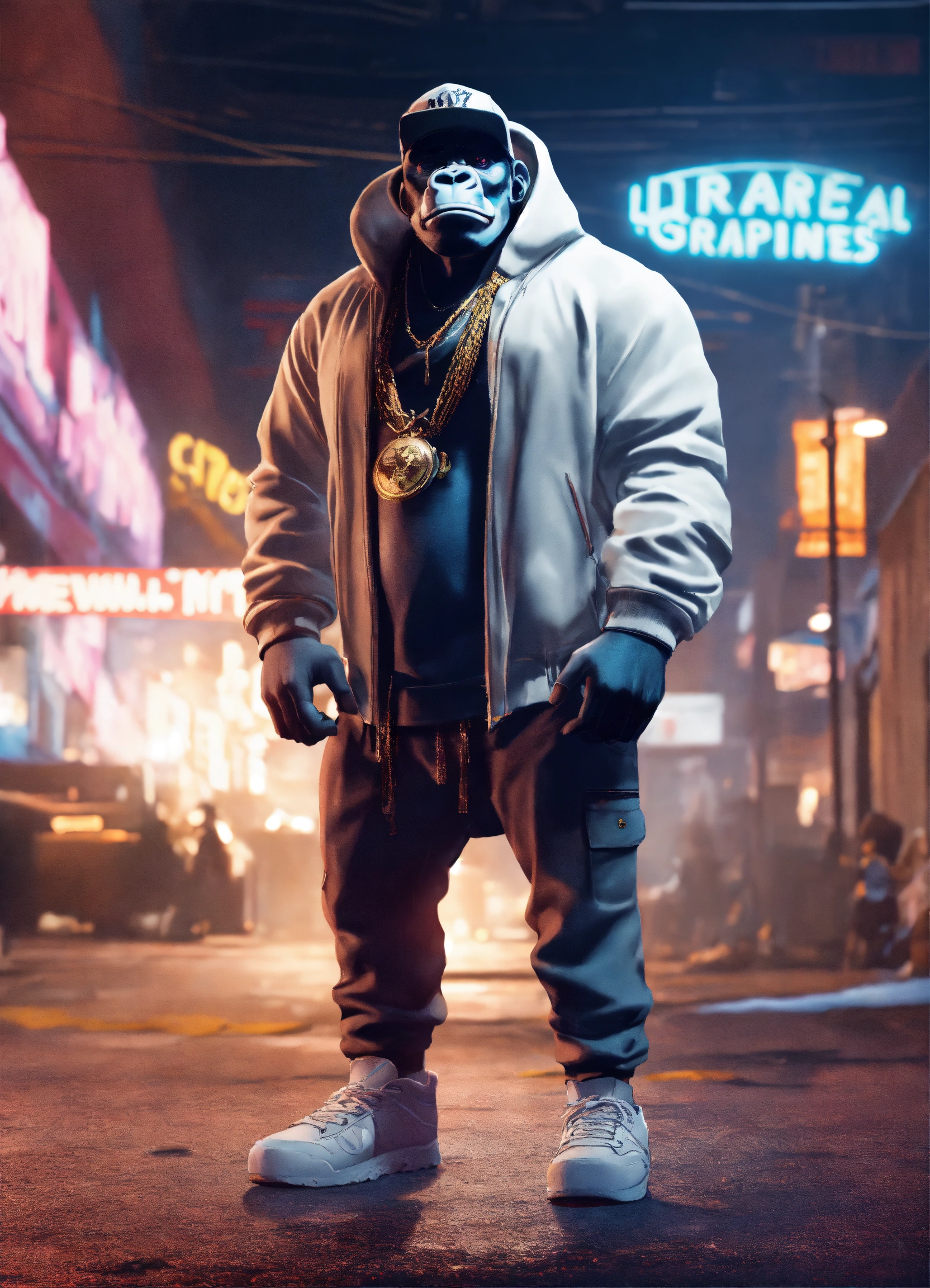 Lexica - A giant rapper white gorilla MC, cinematic lighting, high ...