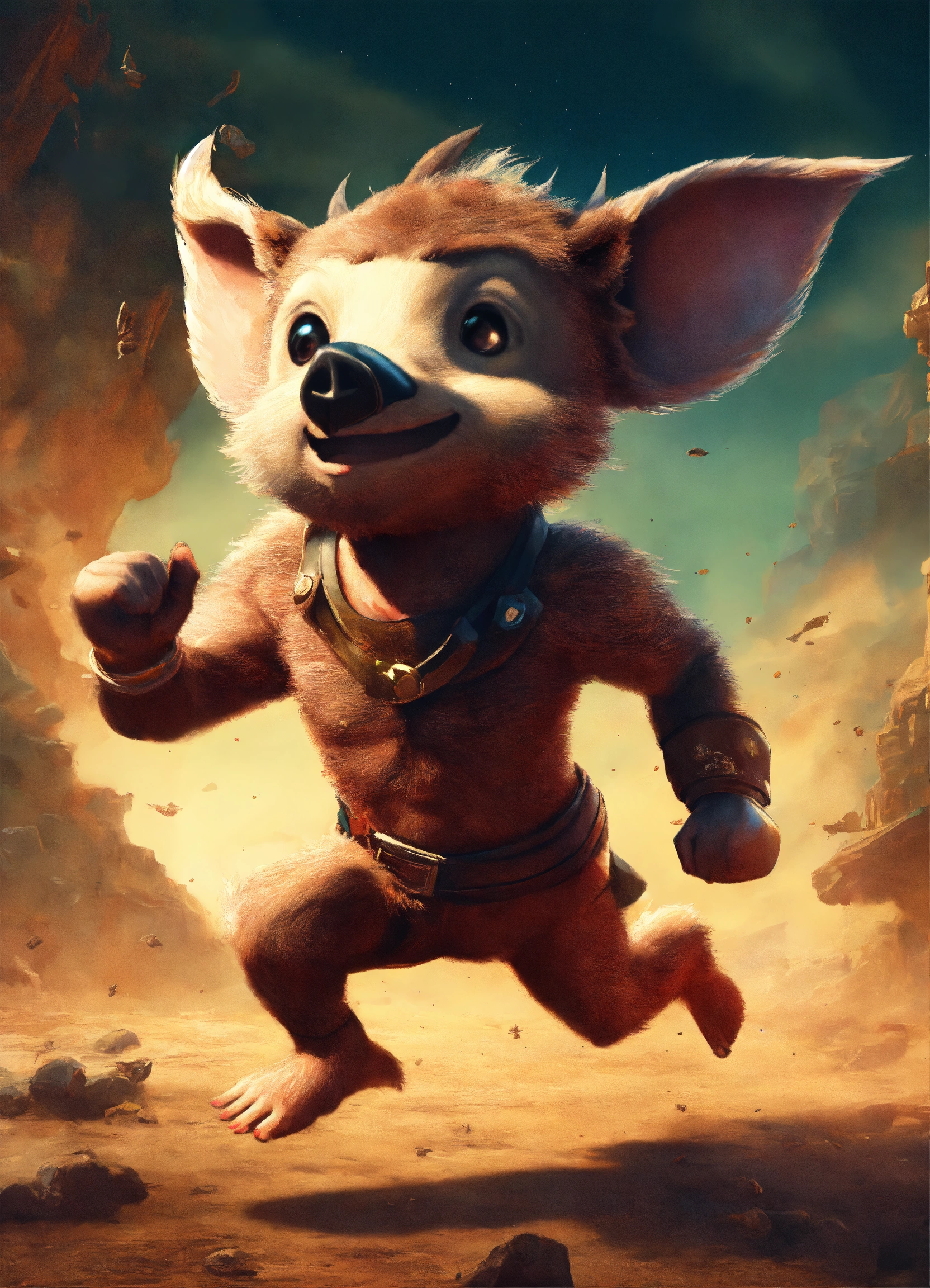 Lexica - Humoristic Astro Boy body mixed with wild boar head running ...