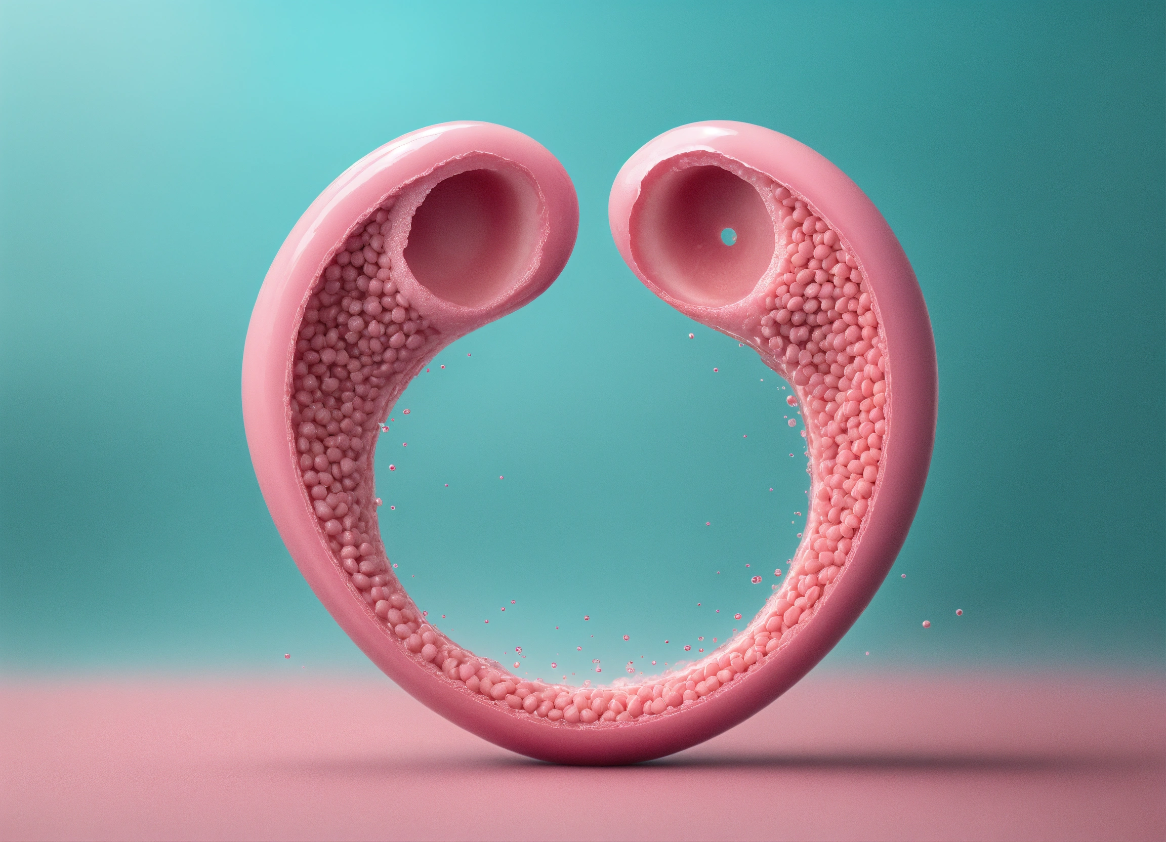 Lexica - Realistic pink healthy ovaries on a desaturated turquoise ...
