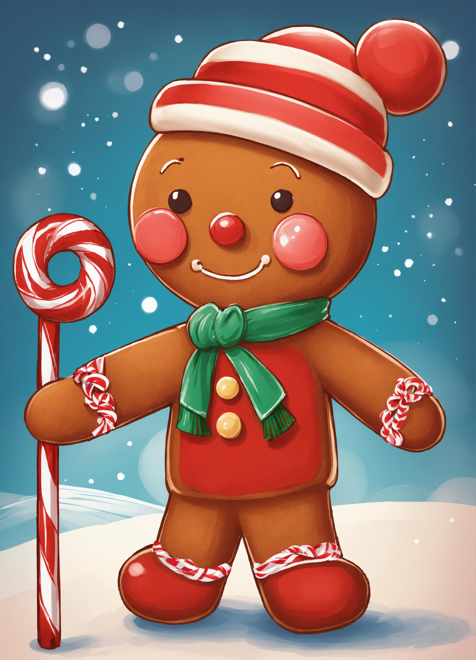 Lexica - Illustration drawning of a super cute gingerbread man wearing ...