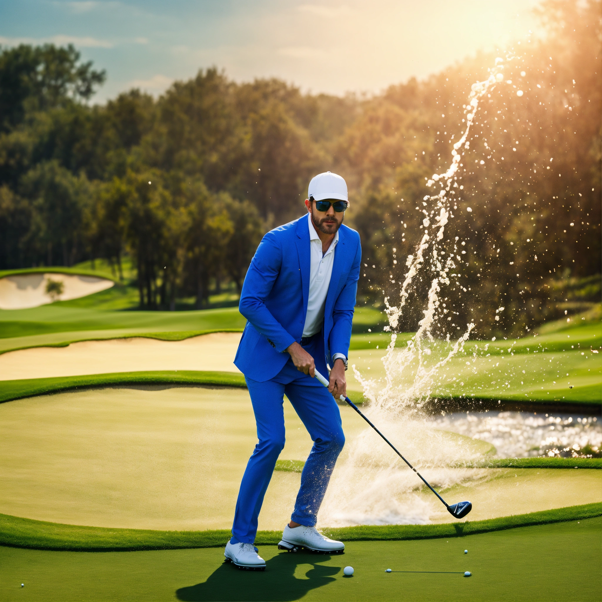 Lexica - 4k hd ultra realistic cool man blue blazer, sunglasses ...