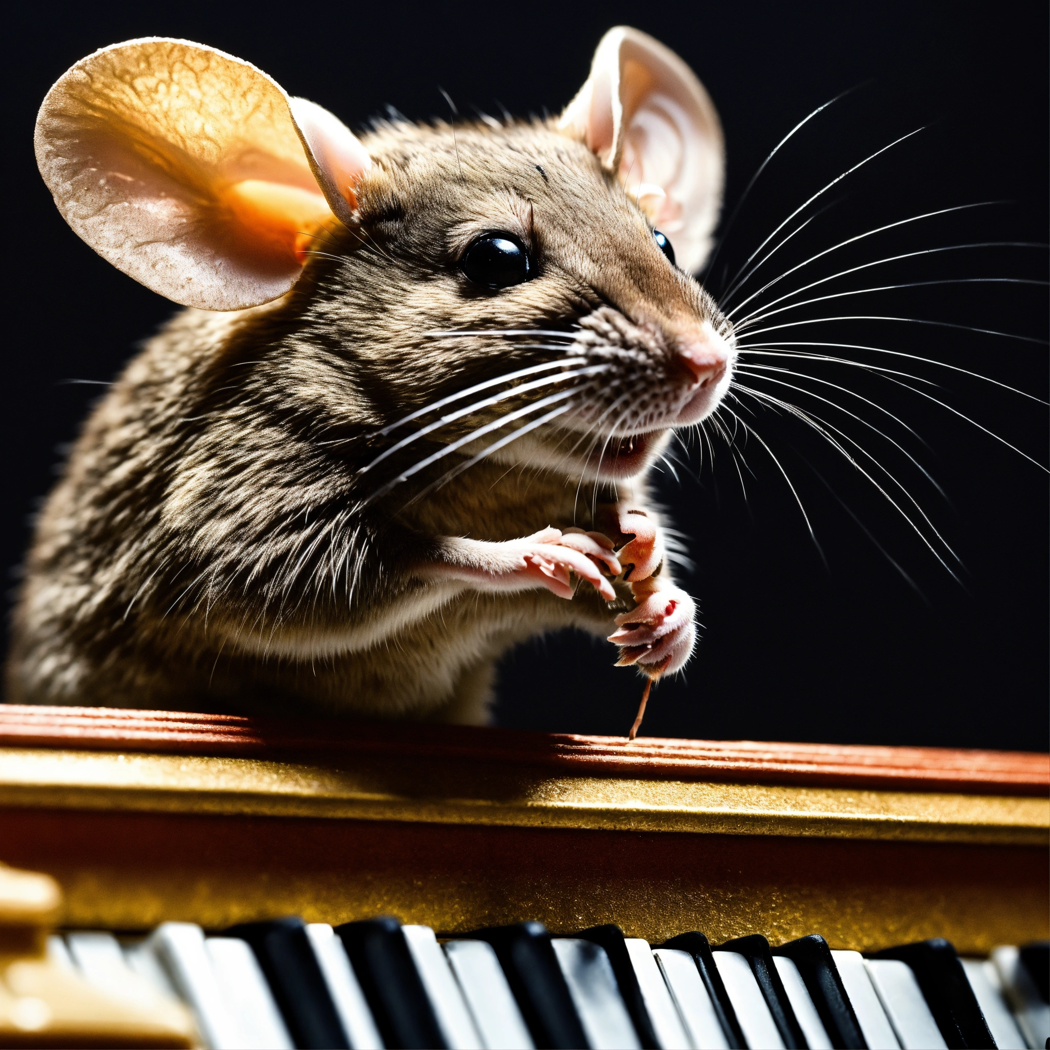 Lexica - A mouse playing piano, looking like a rock star