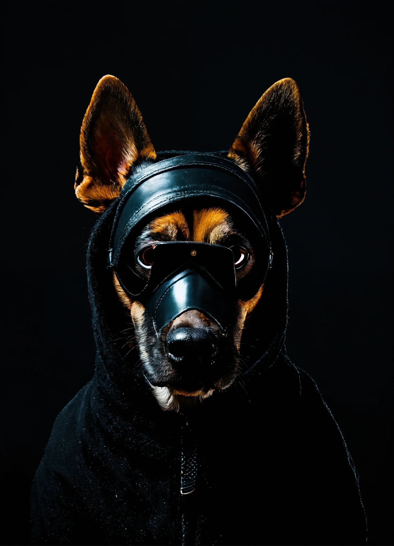 Lexica - A dog wearing a burgler mask, portrait photography ...