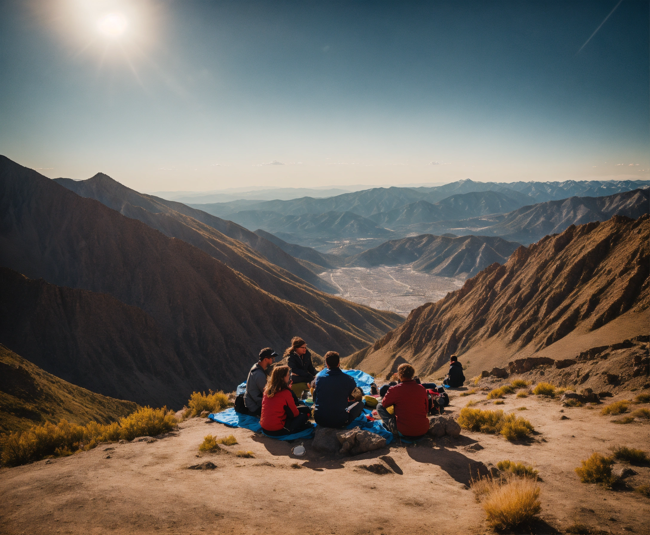 Lexica - Images where group of people sitting on a mountain and ...