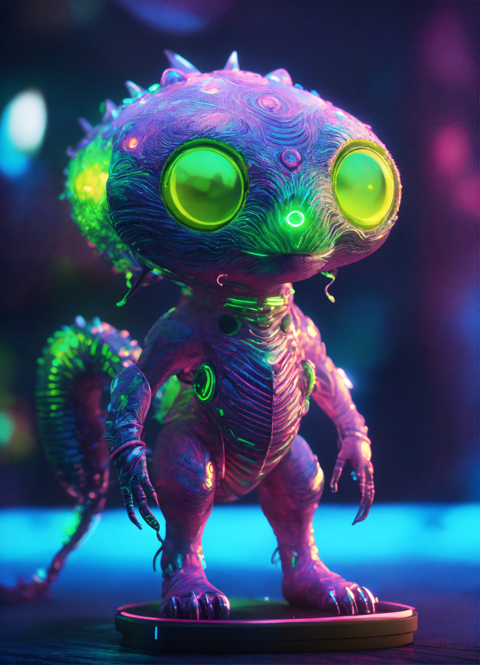Lexica - Gelly cute adorable alien monster, full-body, neon glow ...