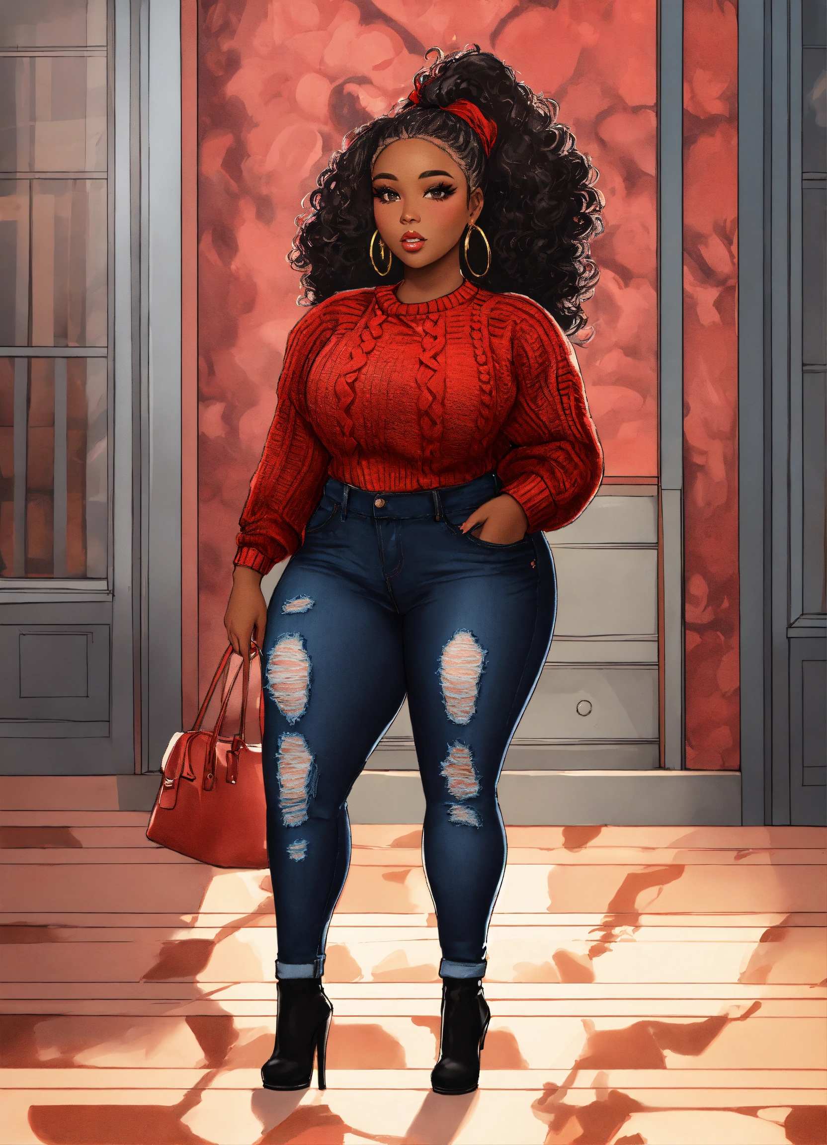 Lexica - Photorealistic Illustration of an exquisite full figured black ...