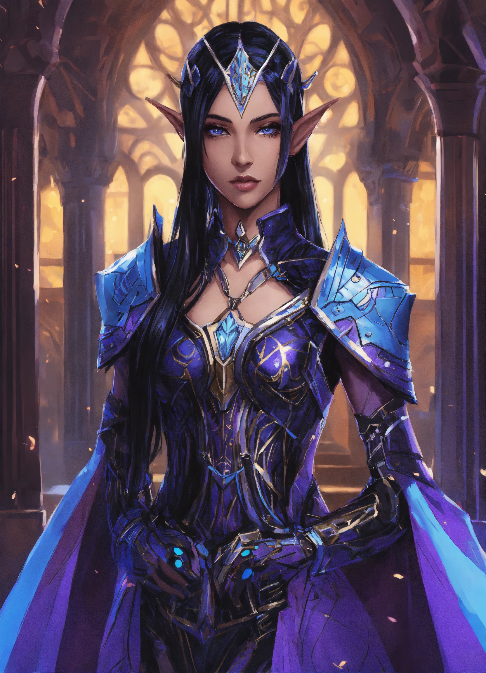 Lexica - Drawing of a high elf, royalty, futuristic, black and purple ...