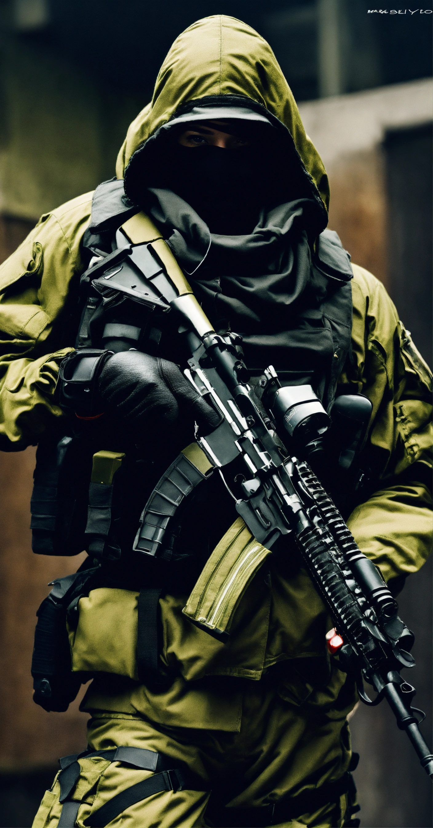 Lexica - Loneley soldier, comando outfit, masked face , full body image ...