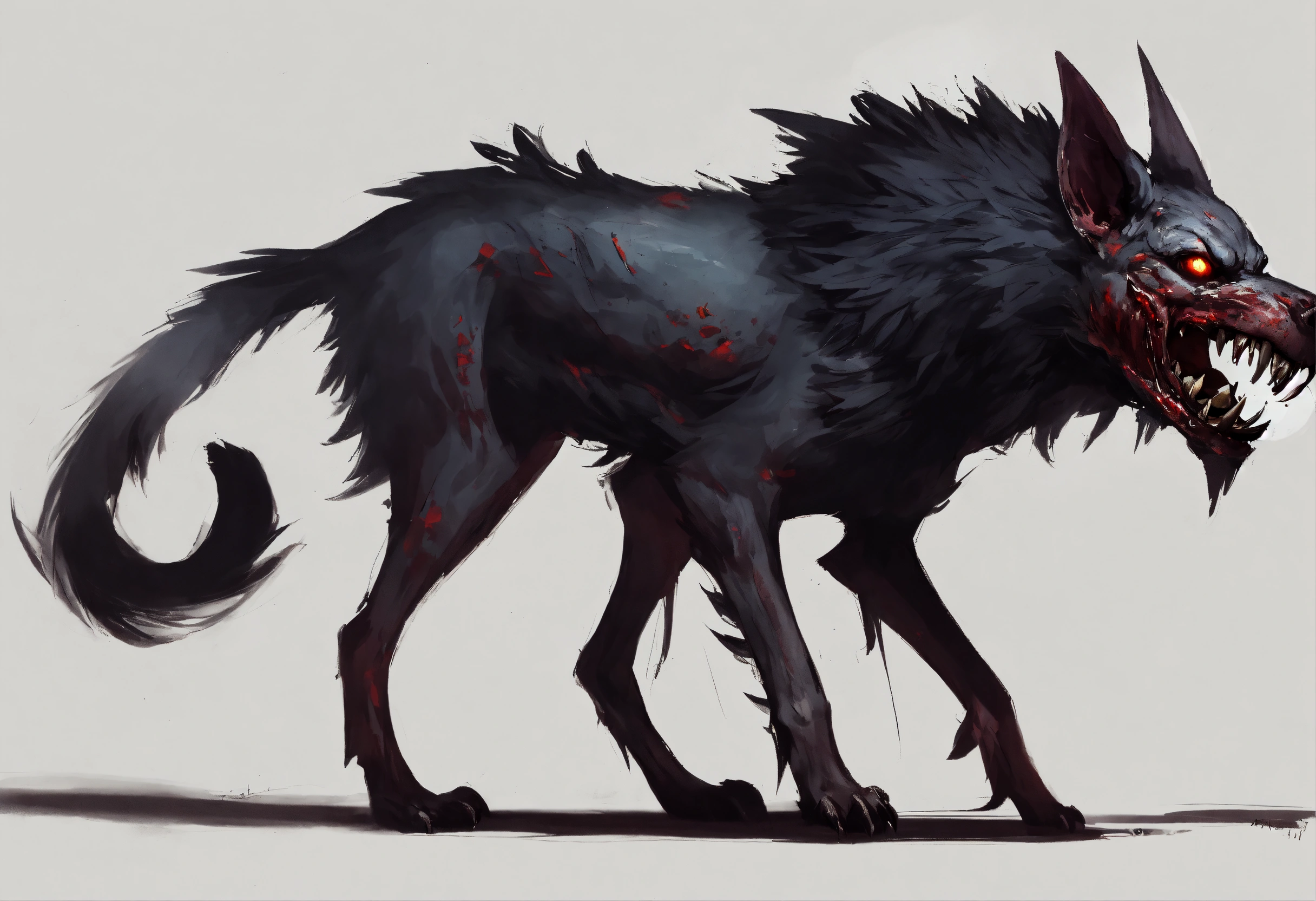 Lexica - Concept art, side view, digital paintng, skiny gaunt zombie ...