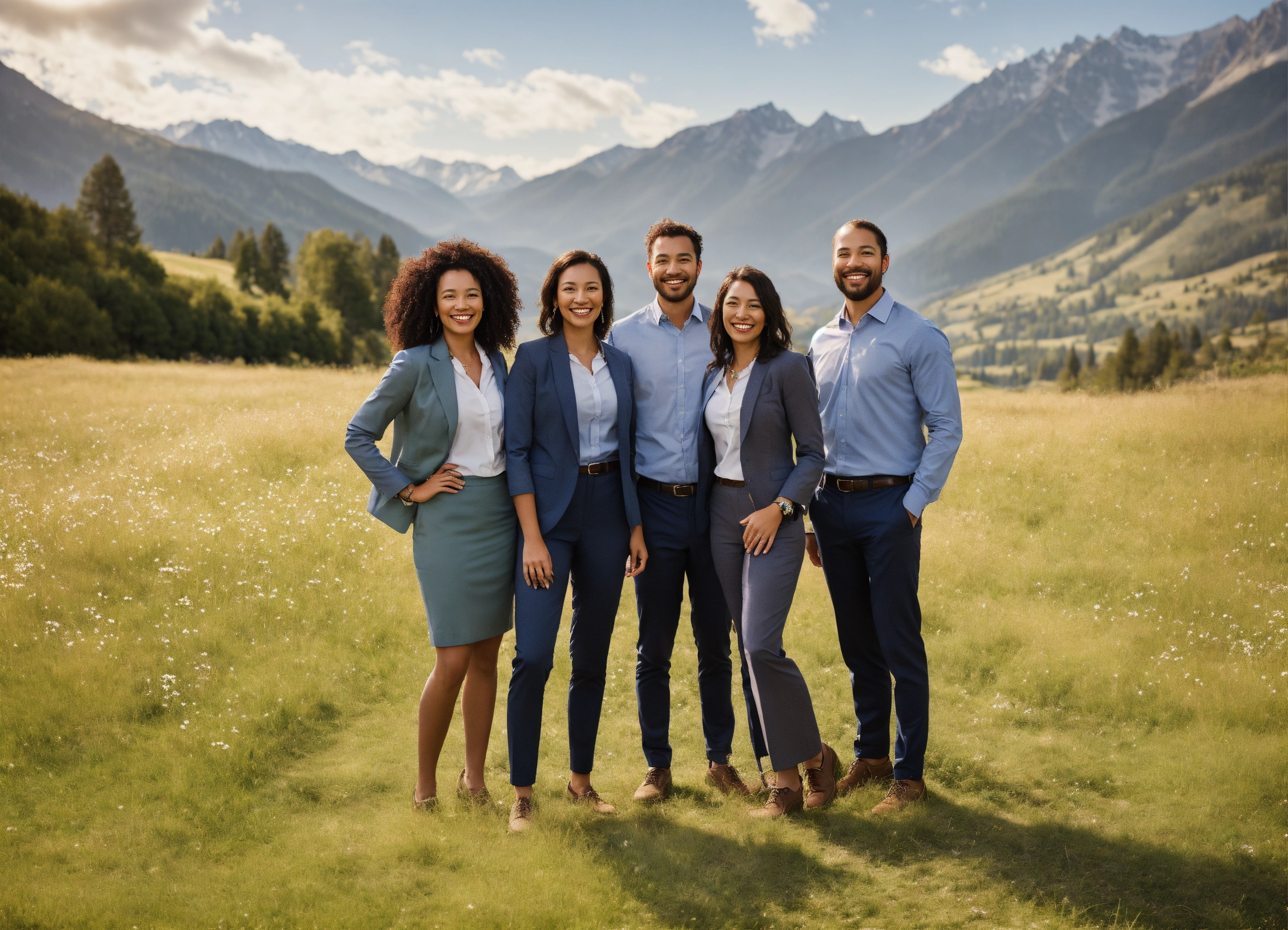 Lexica - A portrait of a diverse team of 5 happy, motivated people ...