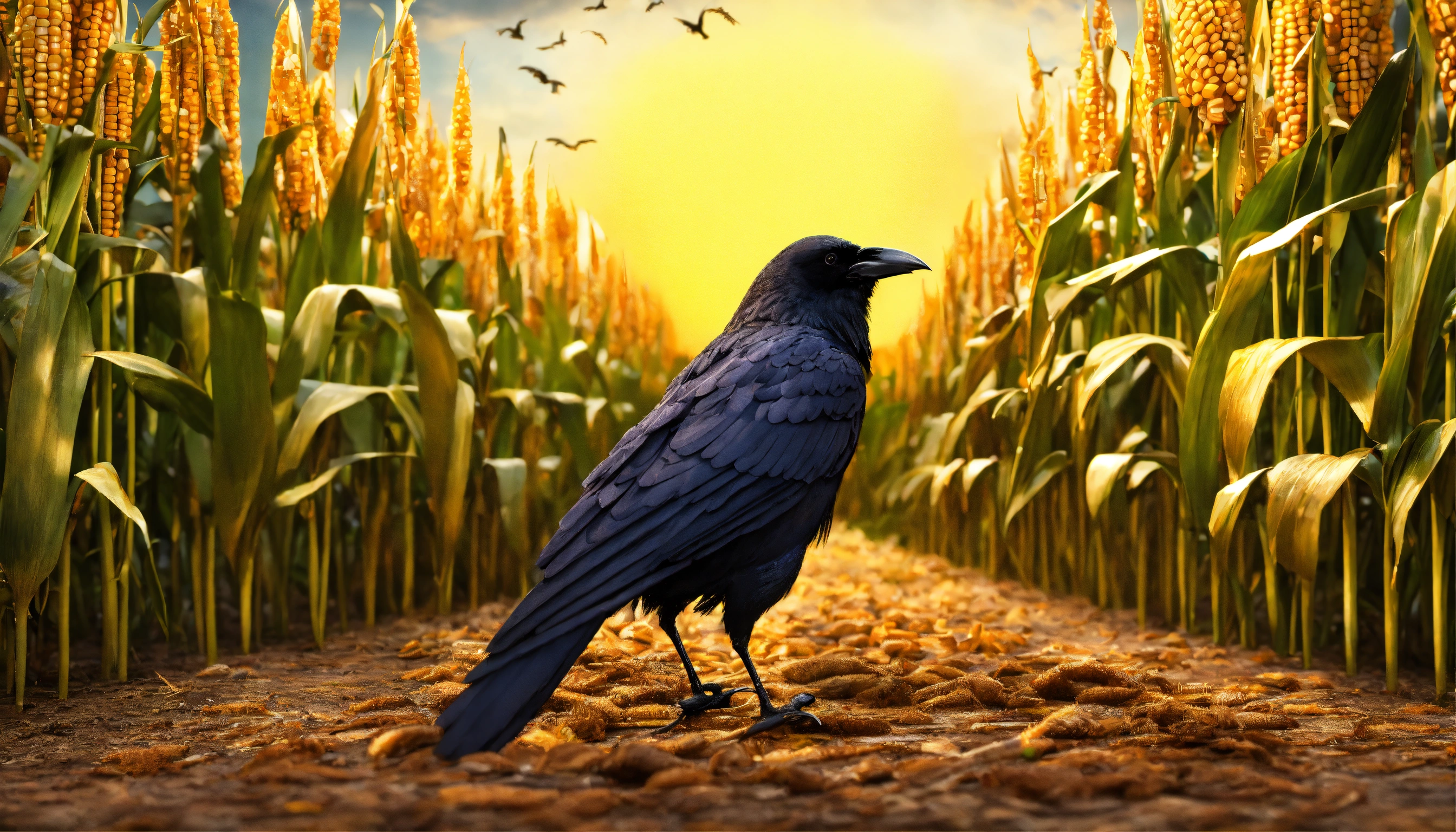 Lexica - "dead crow in corn field" 3D pictures, storybook illustration ...