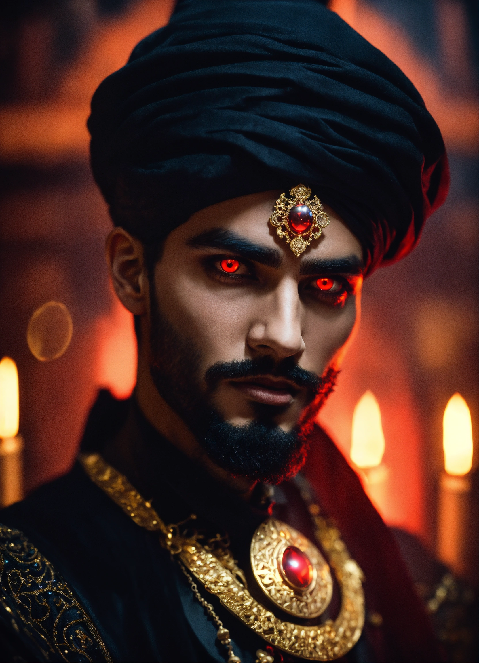 Lexica - Sinister and dramatic headshot of a young handsome Arabic evil ...