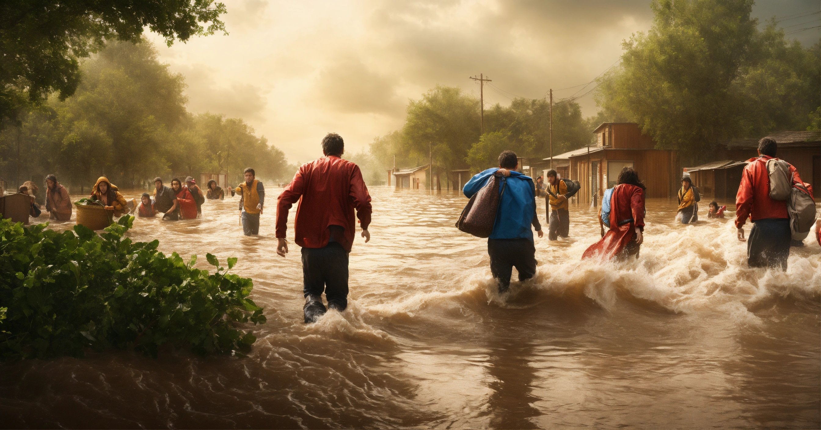 Lexica - Produce me an image of frightened persons fleeing a ...