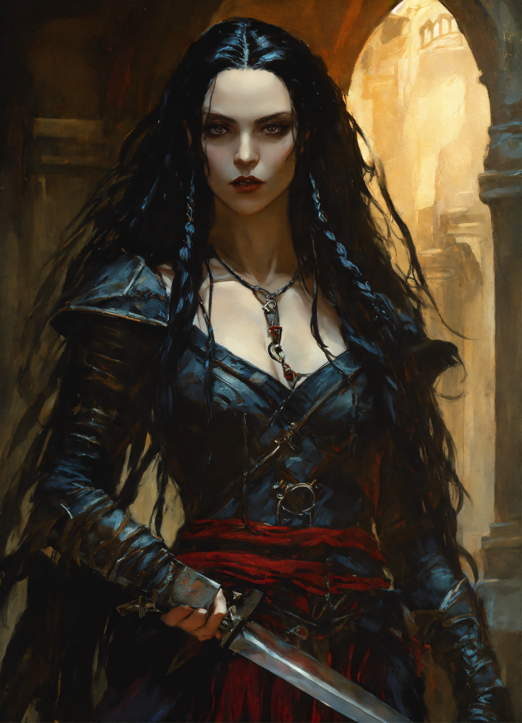 Lexica - Older Female Warrior Alien Vampire with long black braided ...