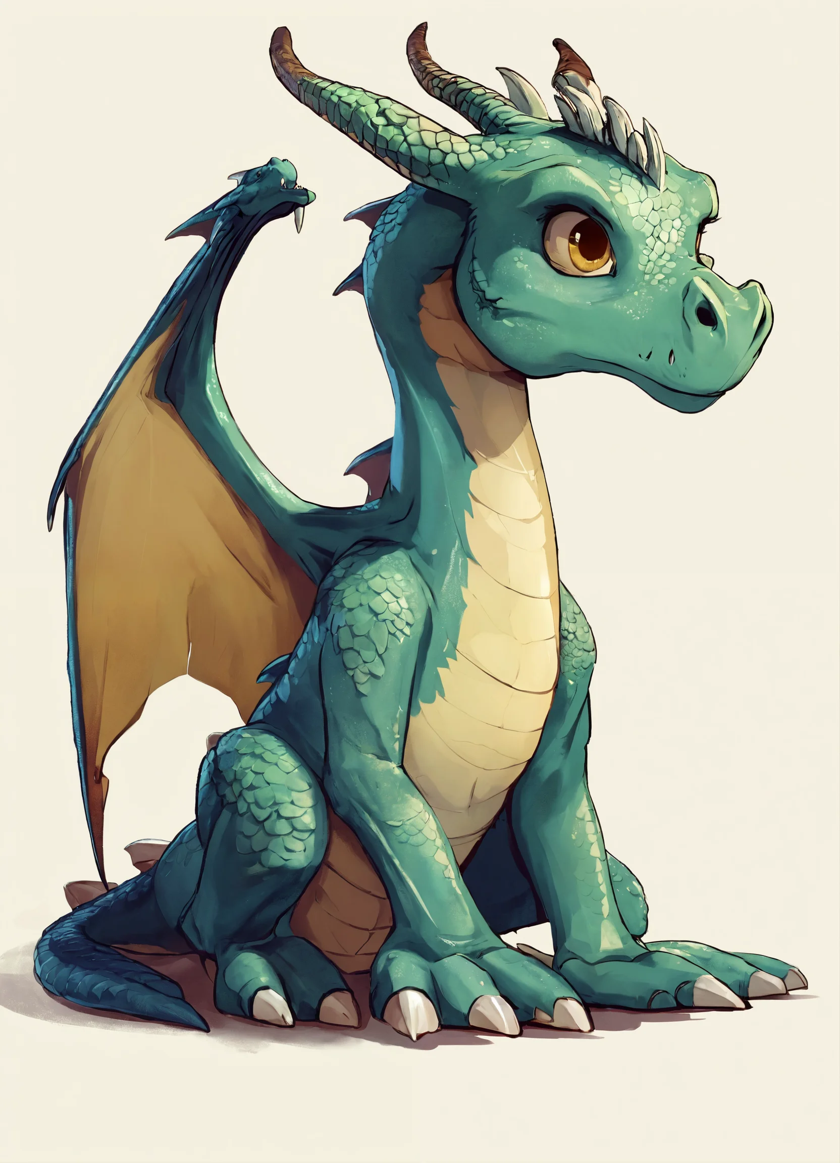 Lexica - A kind dragon, FULL BODY, CARTOON LOOK, LOOKING SAD