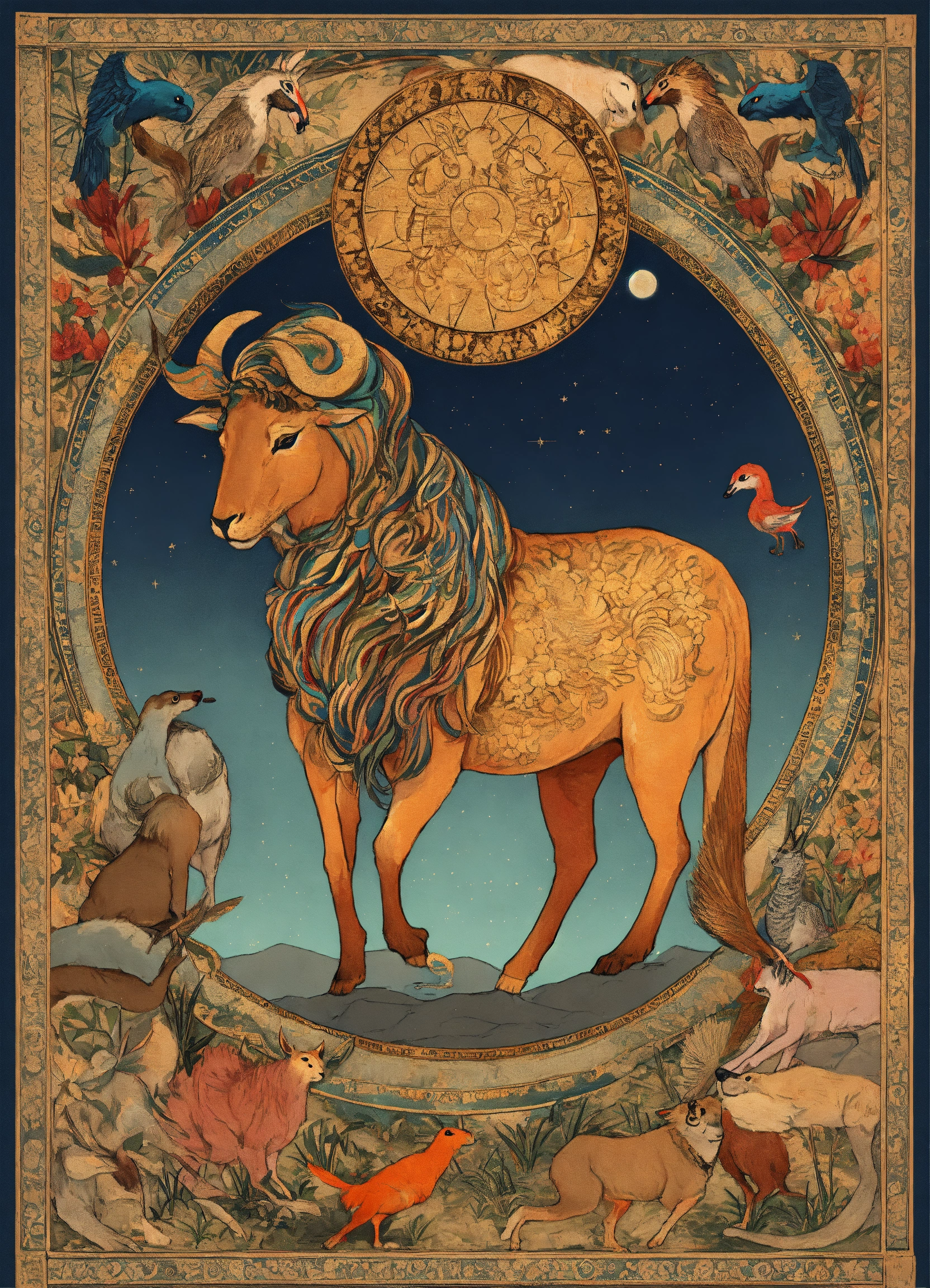 Lexica - 12 zodiac signs as animals standing side by side